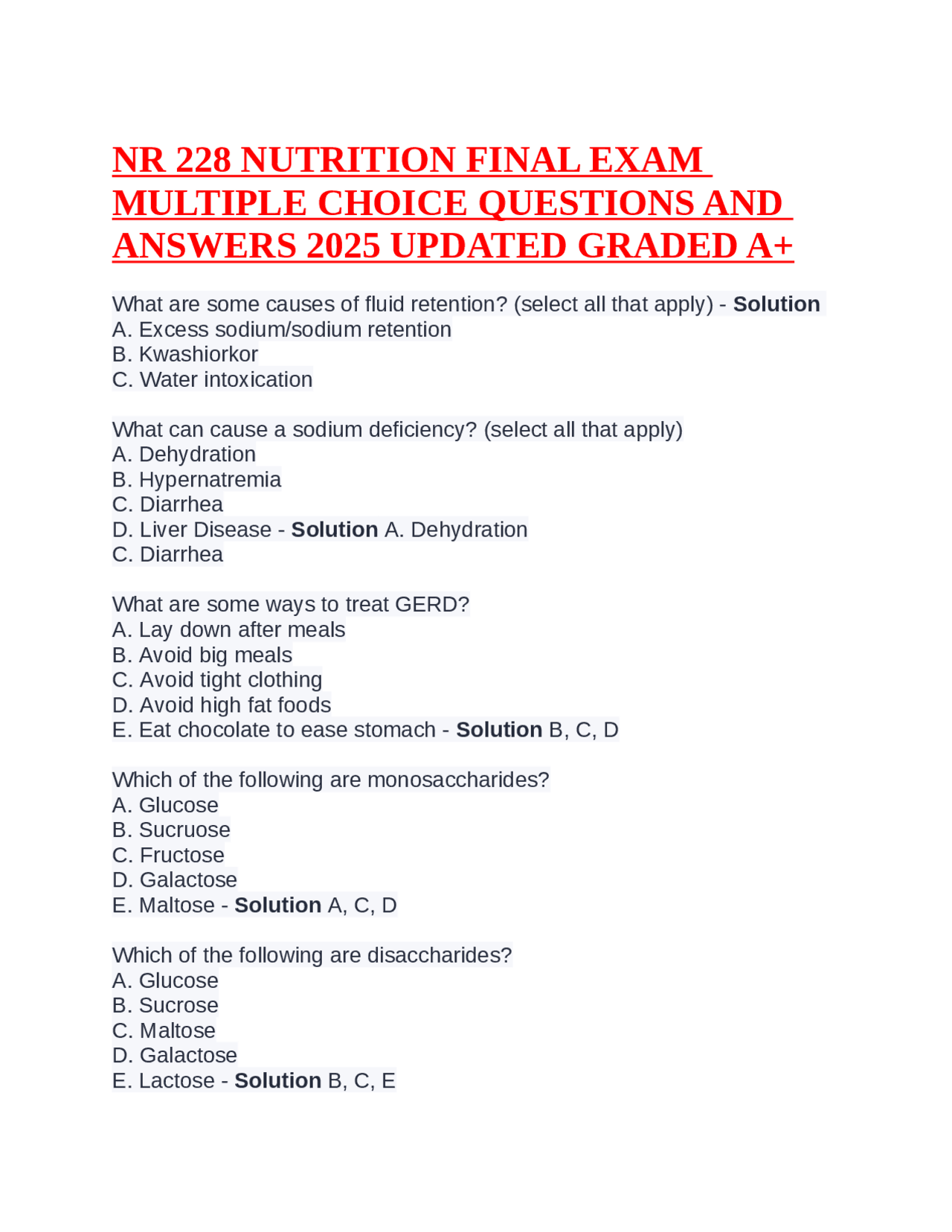 NR 228 NUTRITION FINAL EXAM MULTIPLE CHOICE QUESTIONS AND ANSWERS 2025 ...