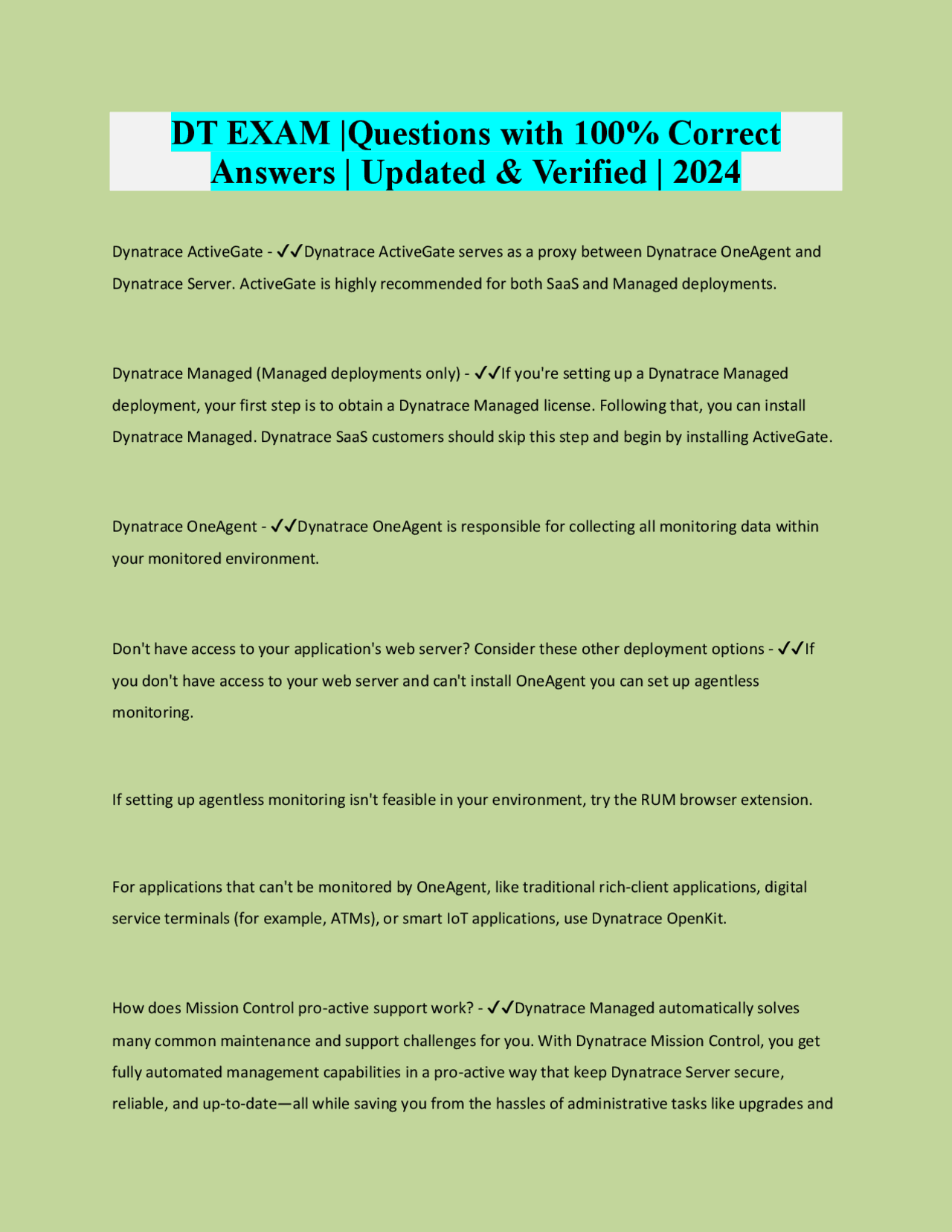 DT EXAM |Questions with 100% Correct Answers | Updated & Verified ...