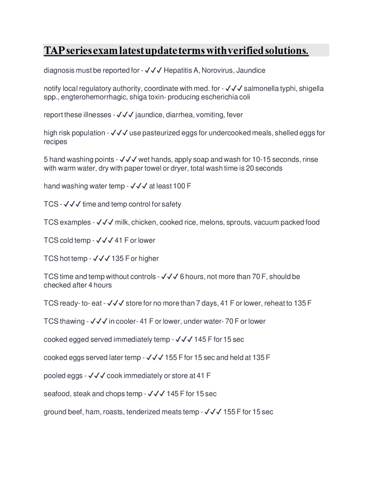 TAP series exam latest update terms with verified solutions. | Exams ...