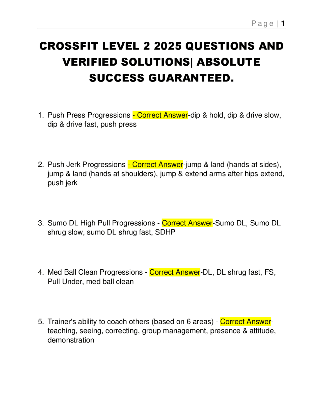 CrossFit Level 2 Certification: Questions and Answers | Exams Physical ...