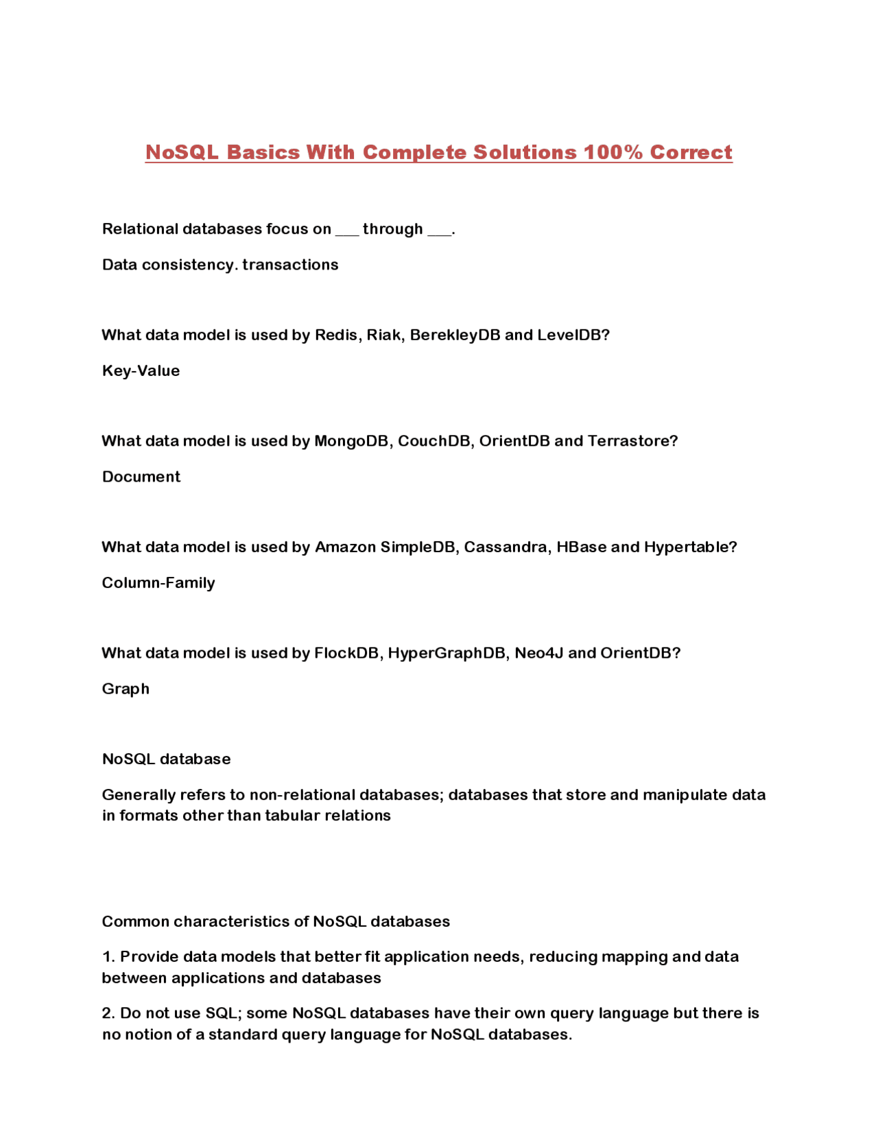 NoSQL Basics: A Comprehensive Guide with Exercises and Solutions ...