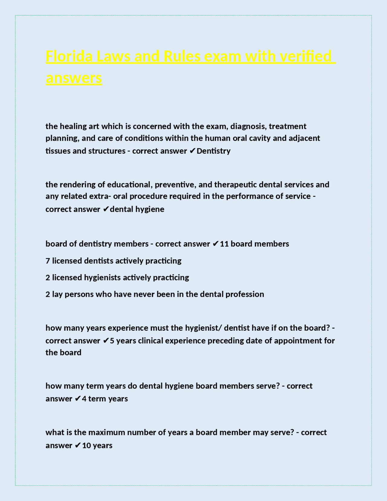 Florida Dental Laws & Rules: A Comprehensive Guide | Exams Nursing ...