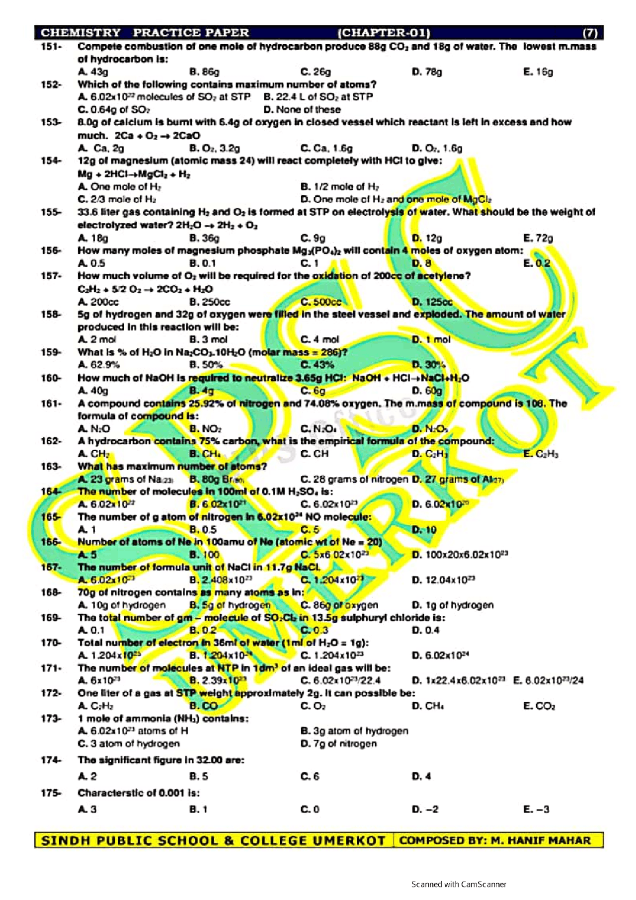 Chemistry Handouts Chemistry Notes Handouts For Sell For Class Nienth And Matric Download