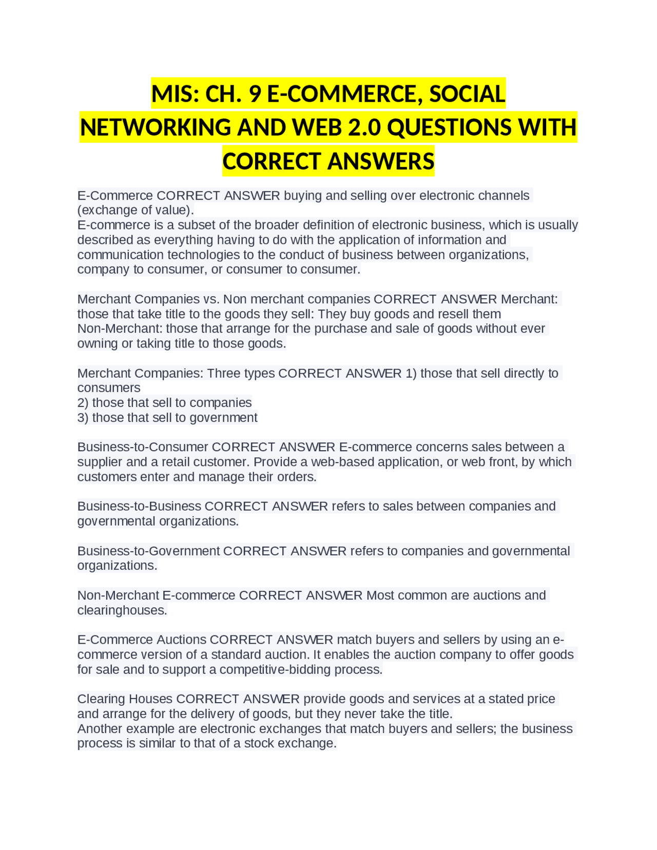 E-Commerce, Social Networking, and Web 2.0: Questions and Answers | Exams Advanced Education ...