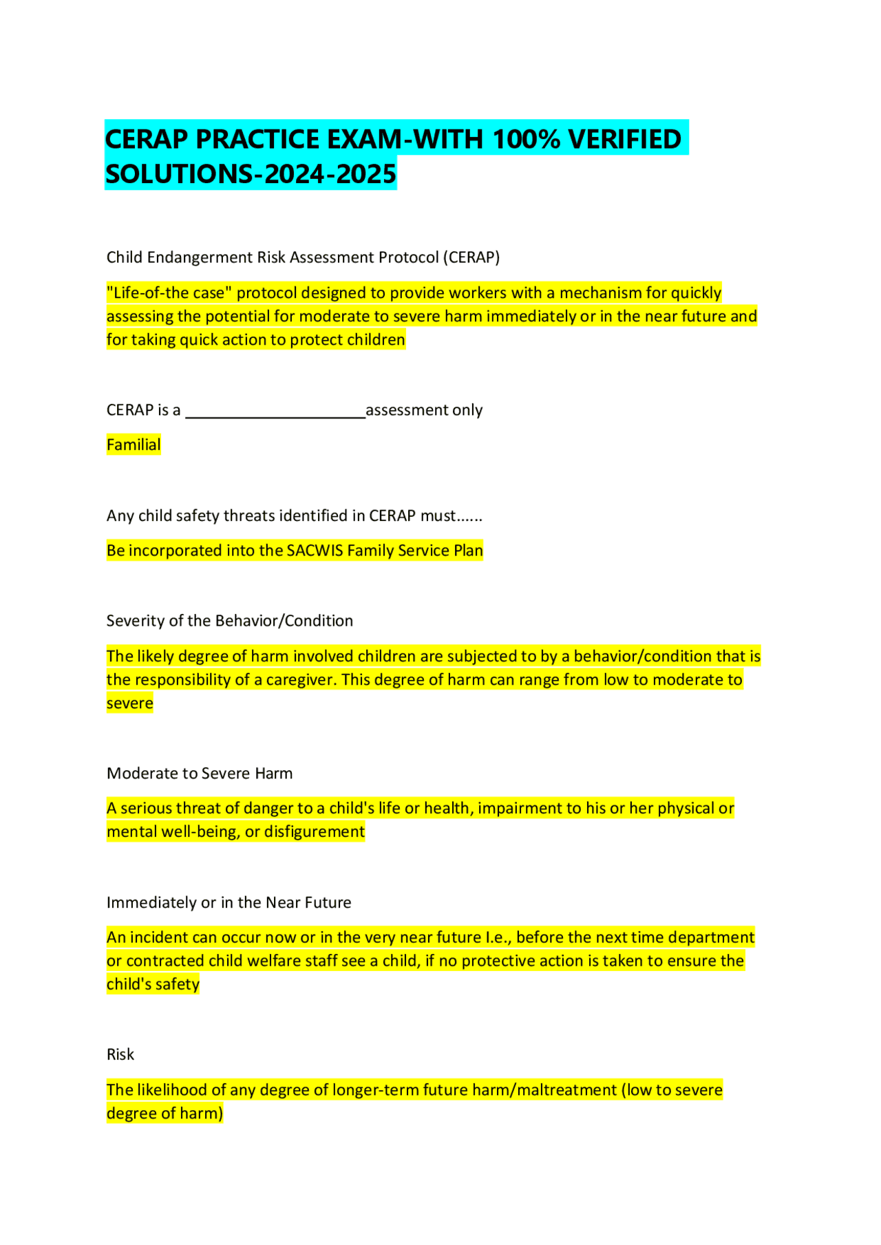 CERAP Practice Exam: Child Endangerment Risk Assessment Protocol ...