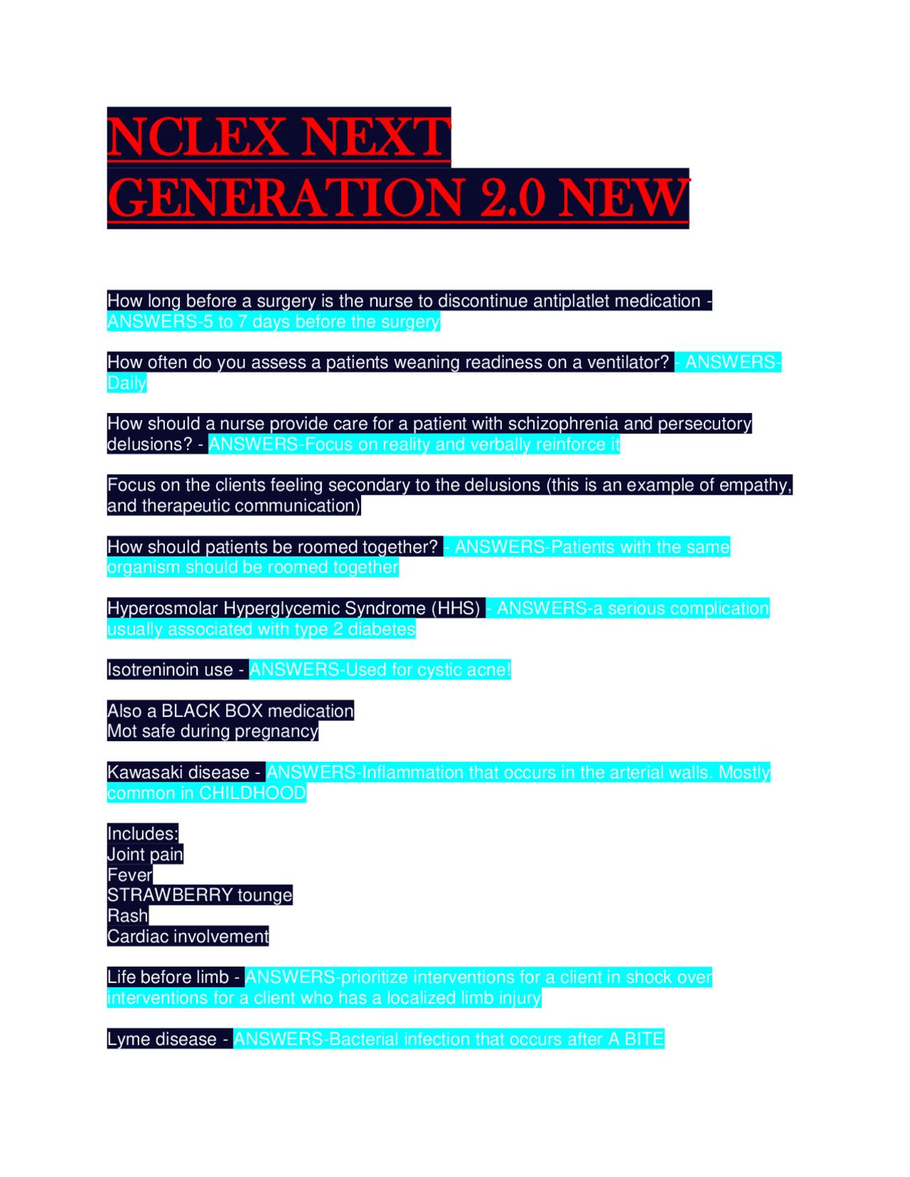 NCLEX NEXT GENERATION 2.0 NEW | Exams Nursing | Docsity