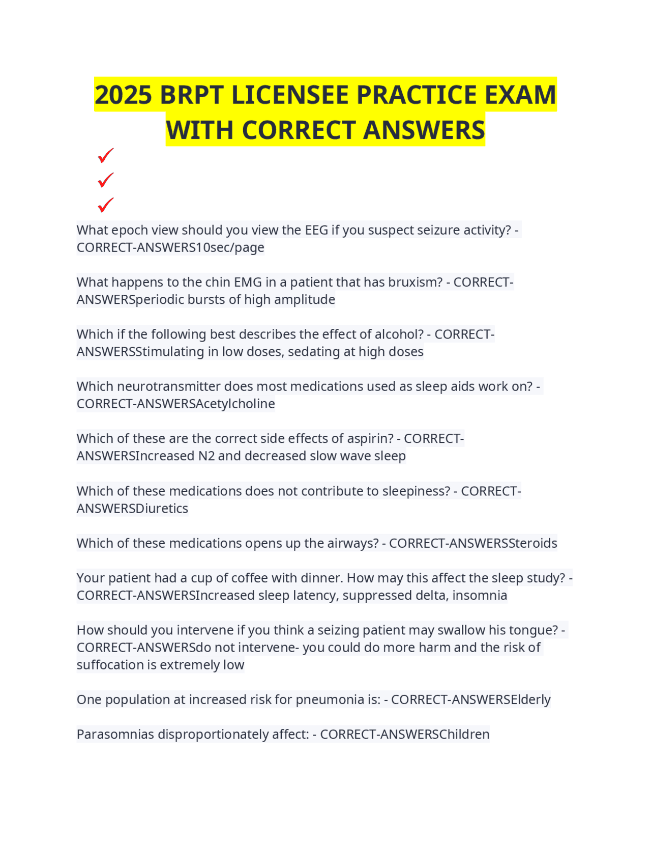 2025 Brpt Licensee Practice Exam With Correct Answers Exams Advanced