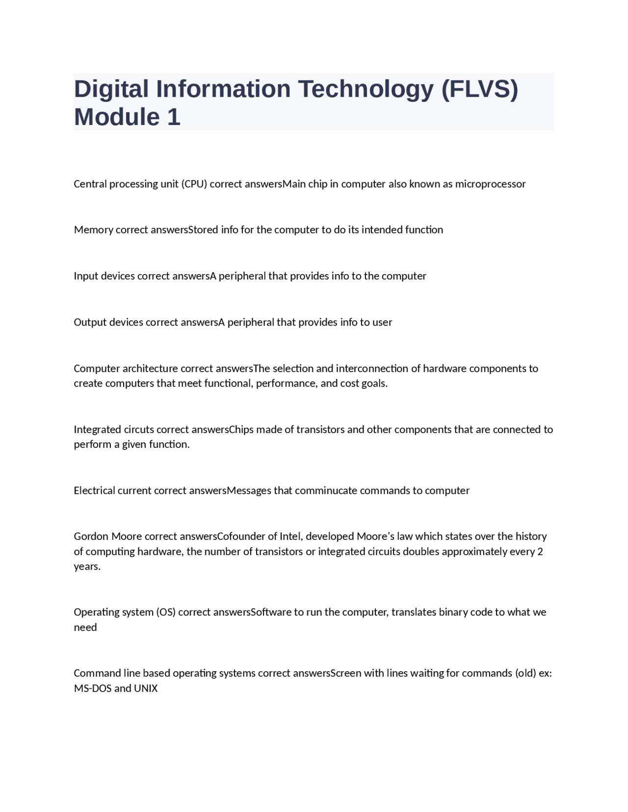 Digital Information Technology | Exams Information Technology | Docsity