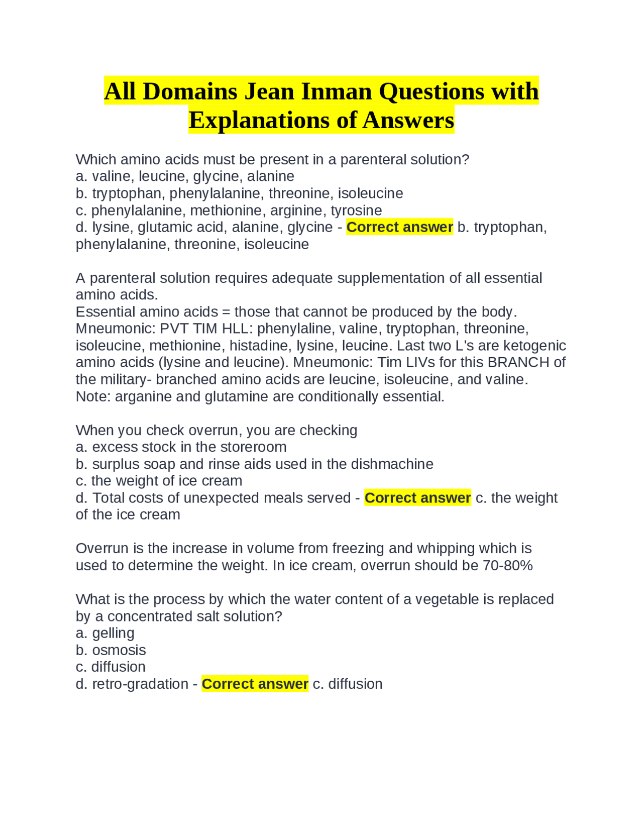 All Domains Jean Inman Questions with Explanations of Answers | Exams ...