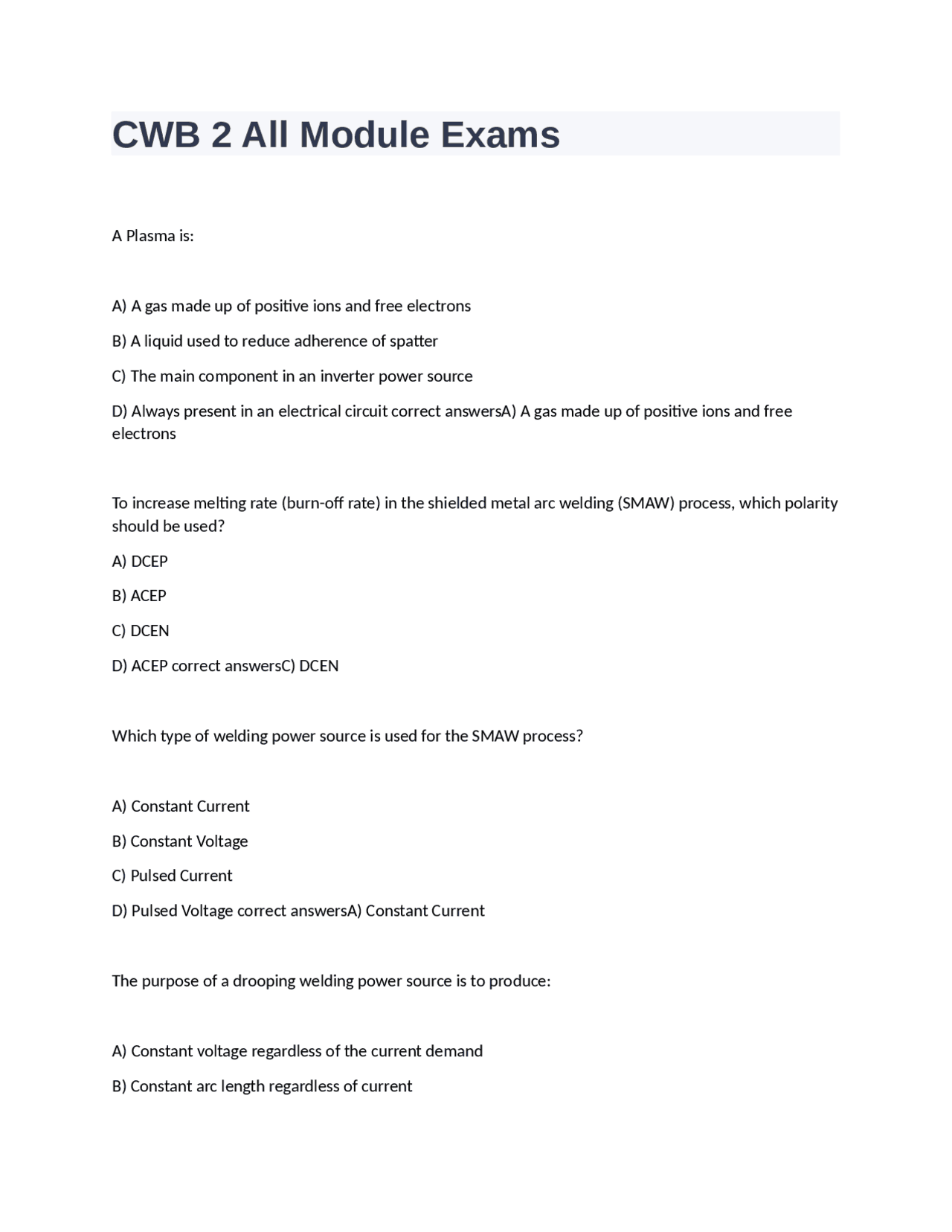Welding Multiple Choice Questions and Answers | Exams Welding ...
