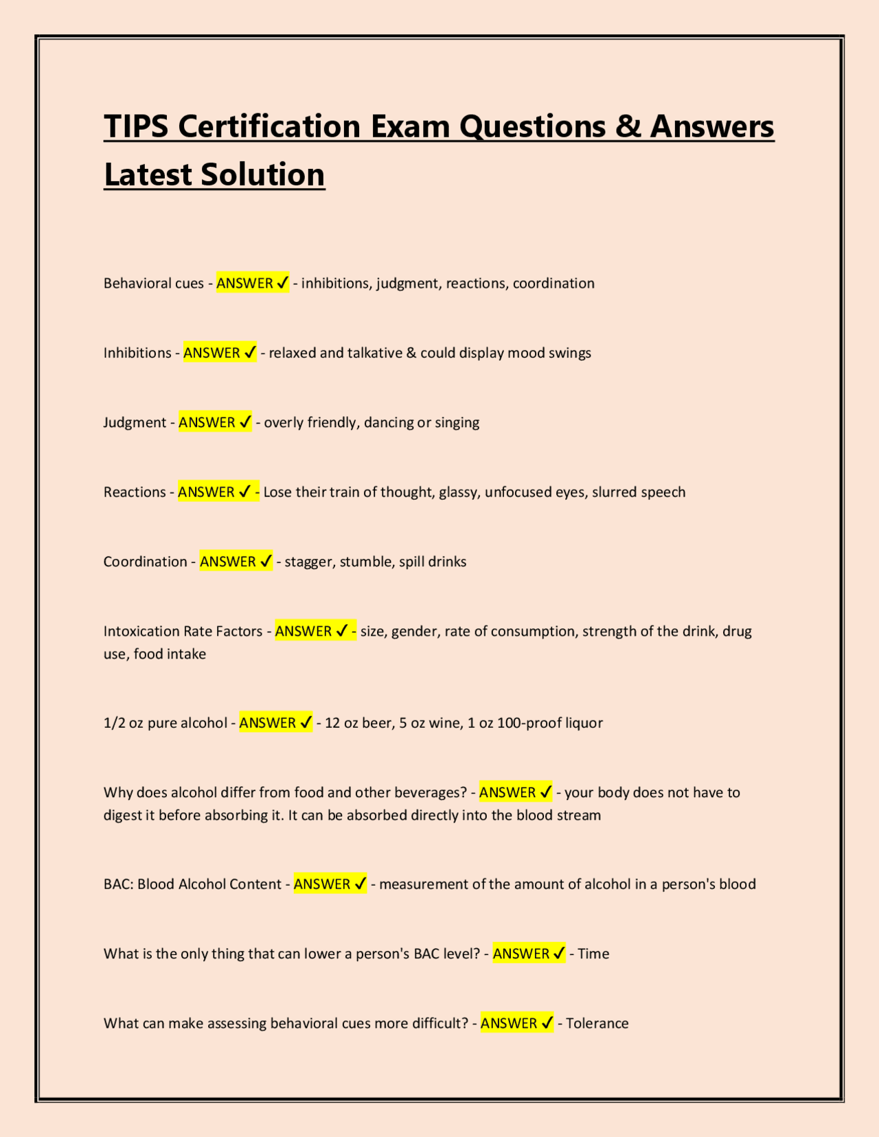 TIPS Certification Exam Questions & Answers Latest Solution | Exams ...