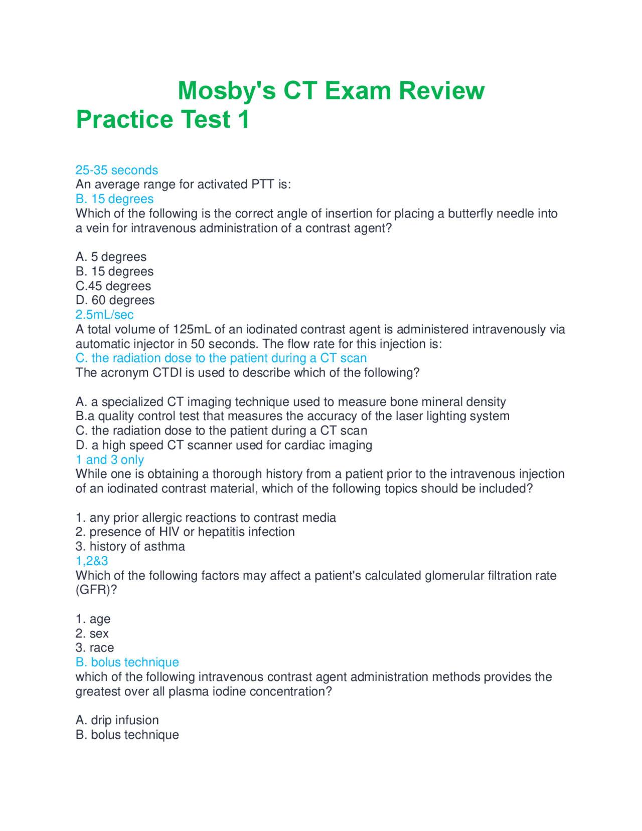 Mosby's CT Exam Review: Practice Test 1 | Exams Advanced Education ...