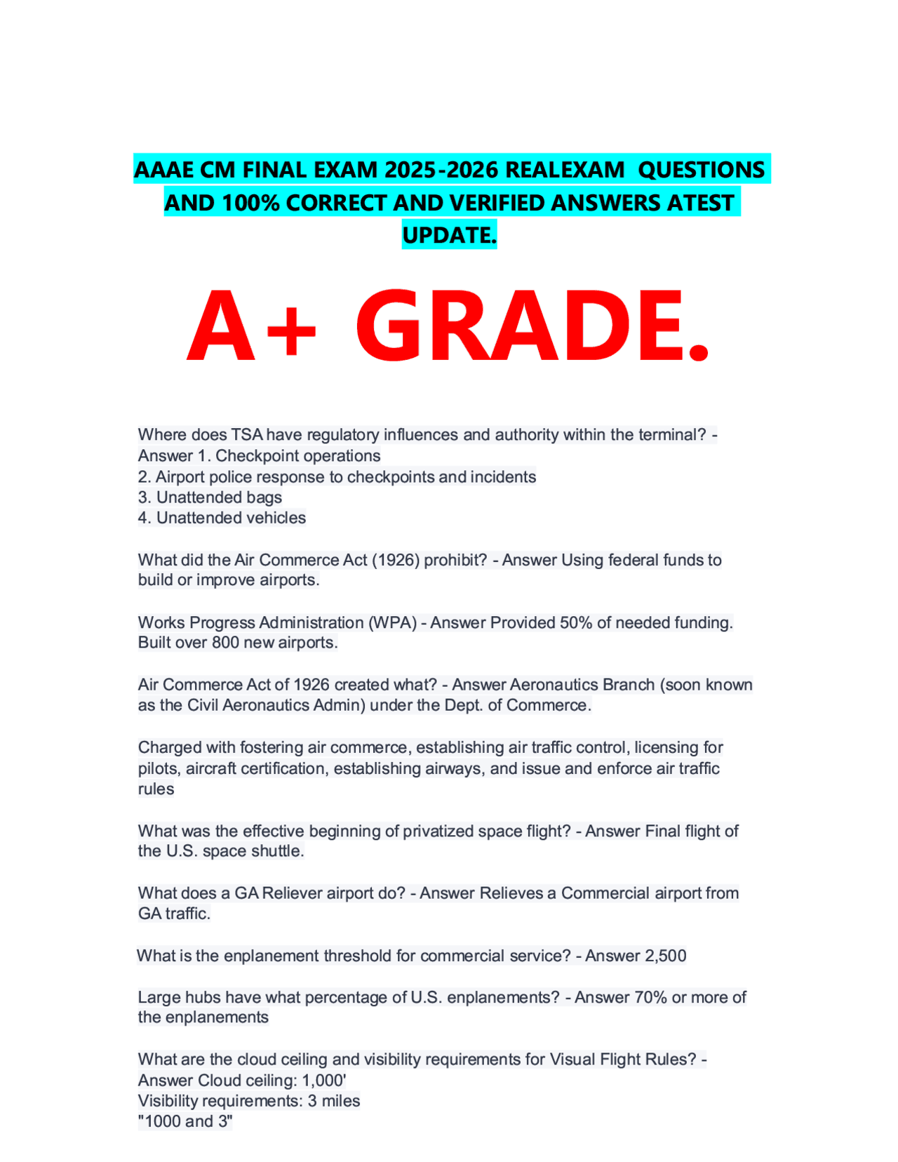 AAAE CM FINAL EXAM 2025-2026 REAL EXAM QUESTIONS AND CORRECT ANSWERS ...