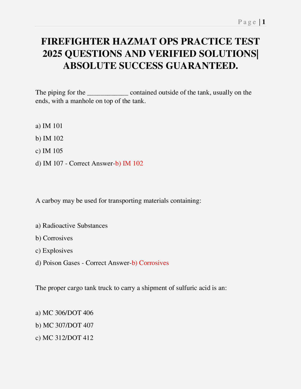 Firefighter HAZMAT Operations Practice Test: 2025 Questions and ...