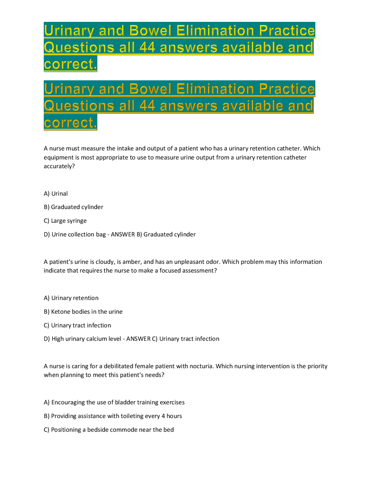 Urinary and Gastrointestinal System: Multiple Choice Questions and ...