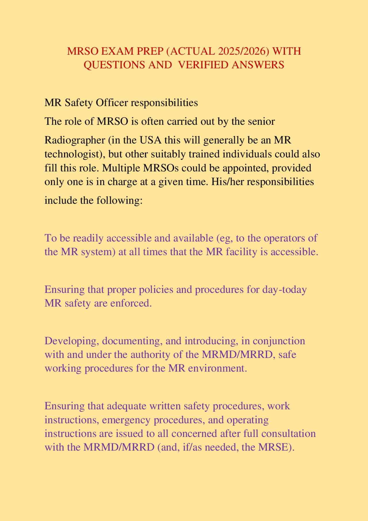 MRSO EXAM PREP (ACTUAL 2025/2026) WITH QUESTIONS AND VERIFIED ANSWERS ...