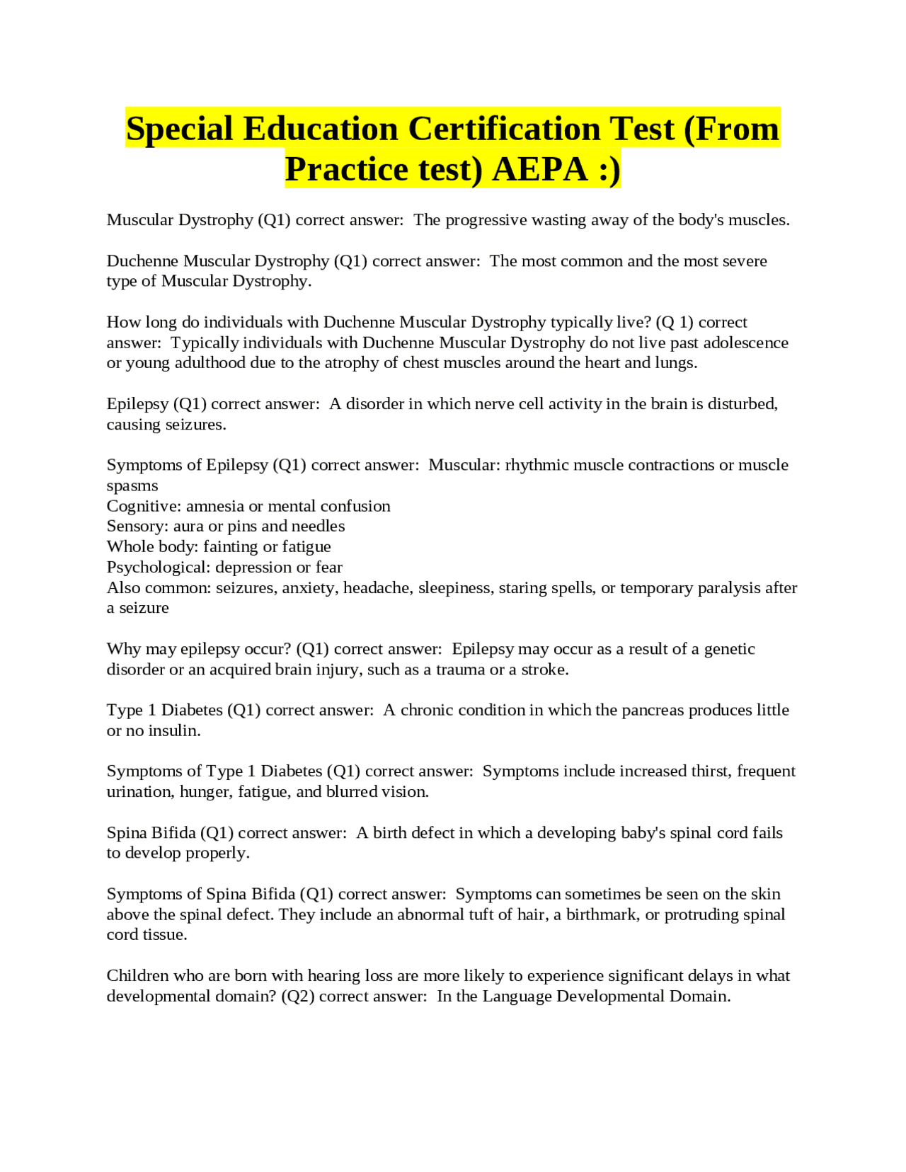 Special Education Certification Test Practice: Common Disabilities ...