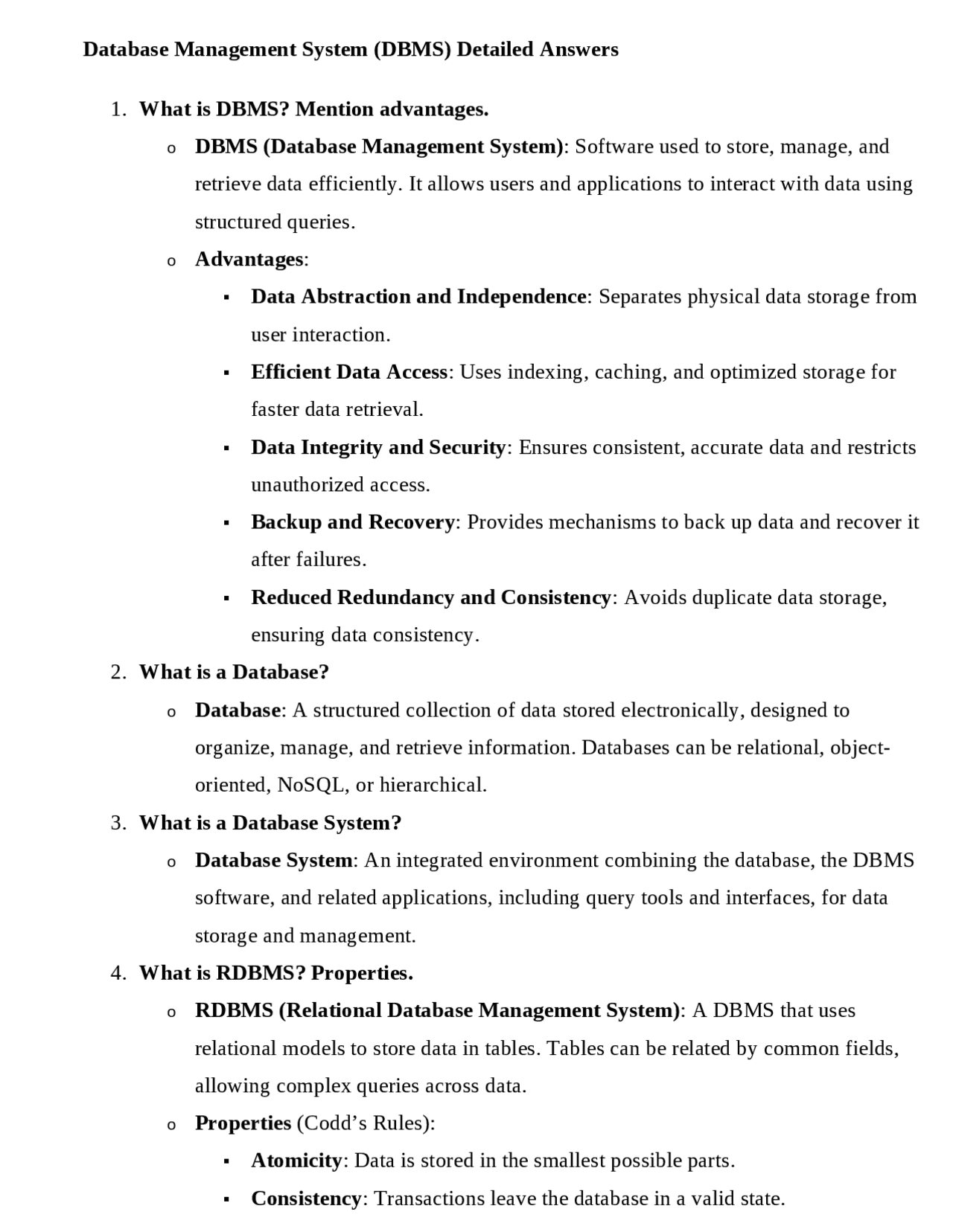 DBMS most important questions and answers for interview | Cheat Sheet Database Management ...