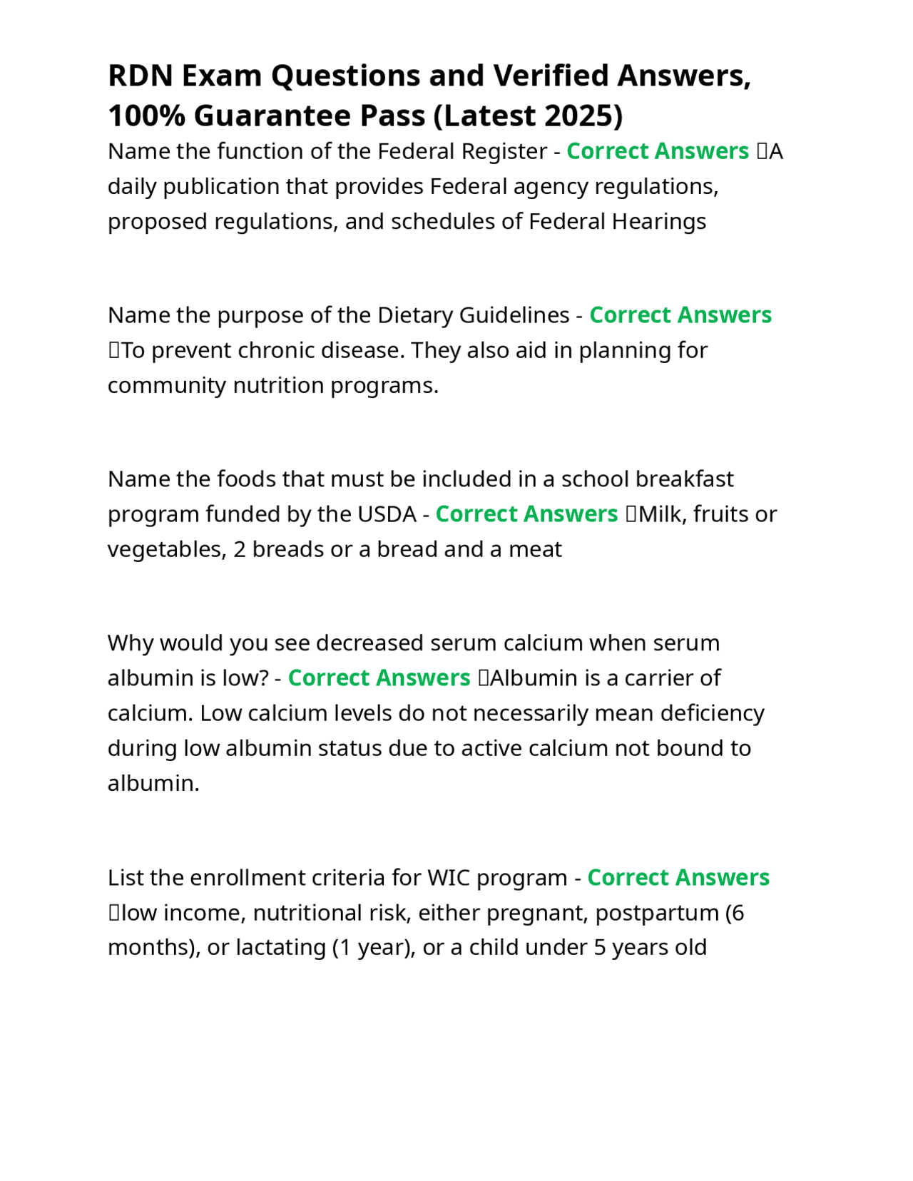 RDN Exam Questions and Answers: A Comprehensive Guide for Nutrition ...