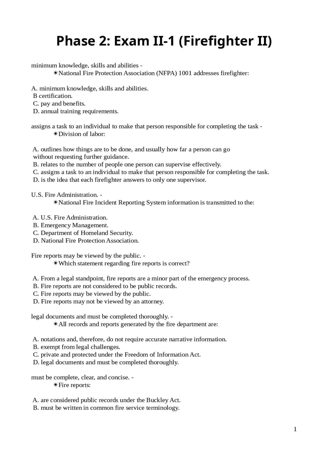 Phase 2: Exam II-1 (Firefighter II) | Exams Safety and Fire Engineering ...