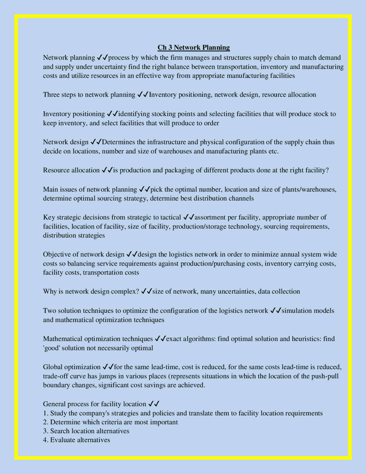 Ch 3 Network Planning | Study notes Computer Networks | Docsity
