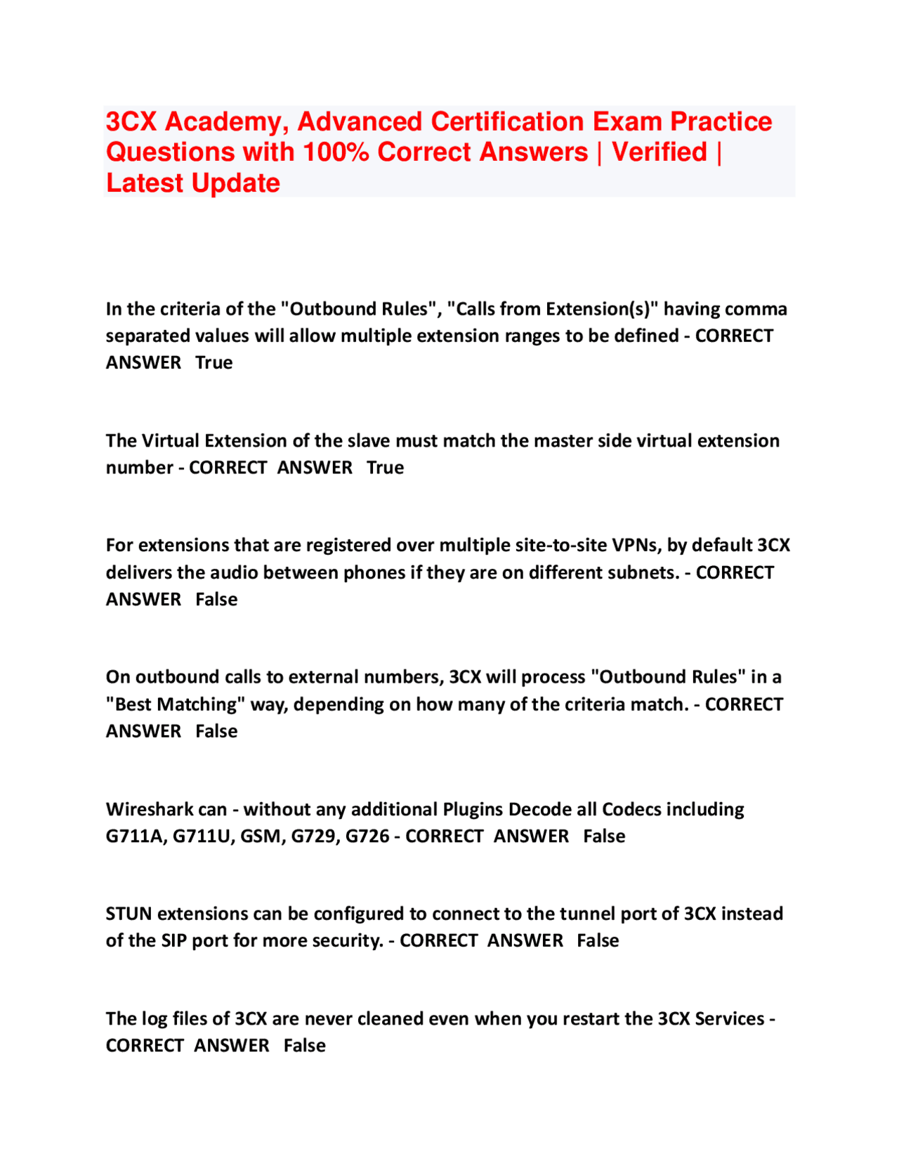 3CX Academy Advanced Certification Exam Practice Questions | Exams ...