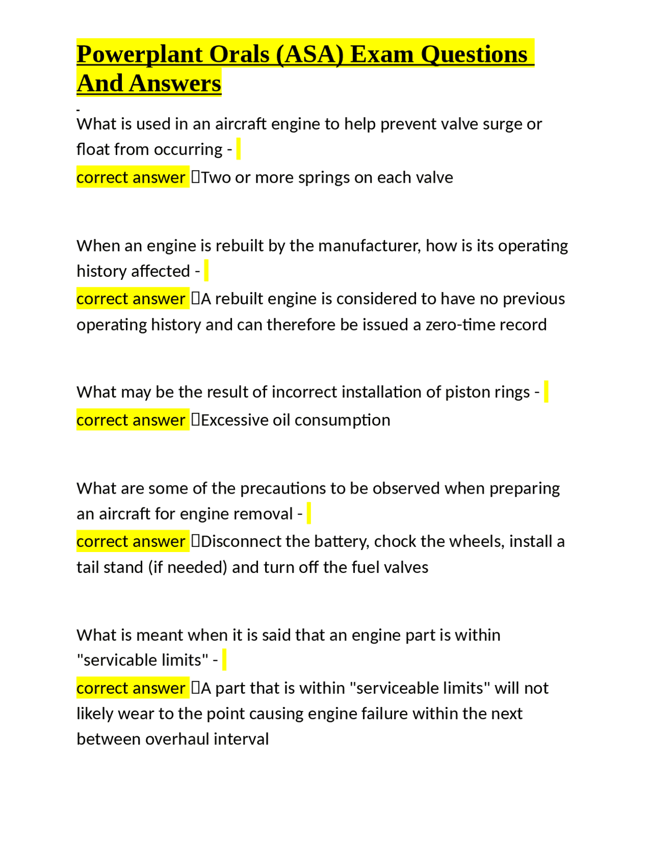 Powerplant Orals (ASA) Exam Questions And Answers | Exams Power Plant ...