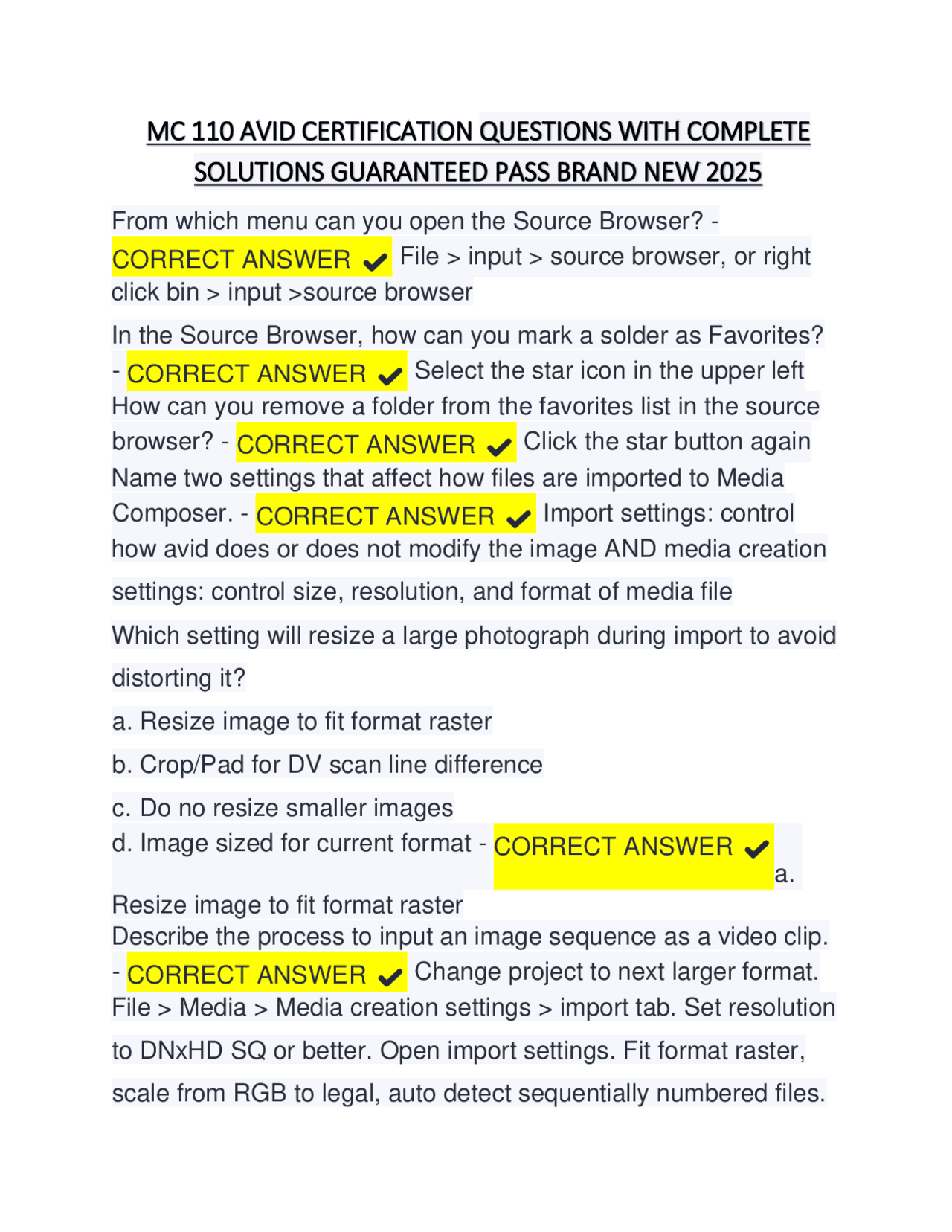 MC 110 AVID CERTIFICATION QUESTIONS WITH COMPLETE SOLUTIONS GUARANTEED ...