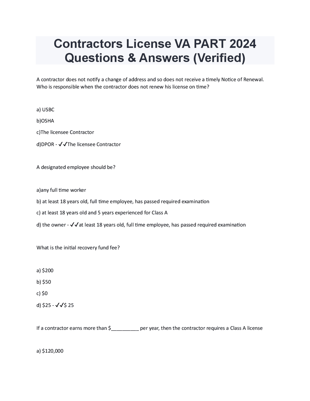CVOR 2 Questions & Answers | 100% Correct Answers | Verified | Latest ...