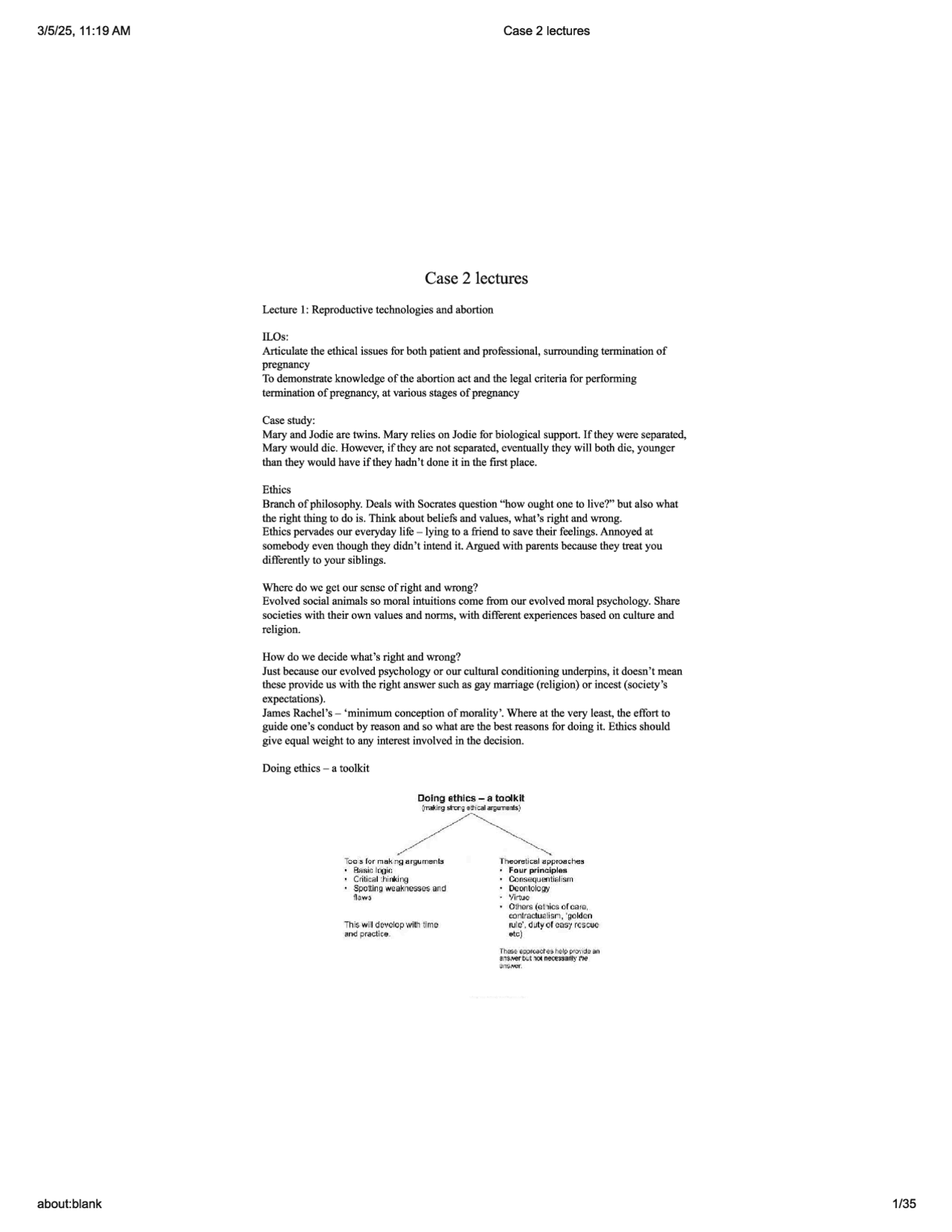 Case 2 lectures-medicine | Lecture notes Medicine | Docsity