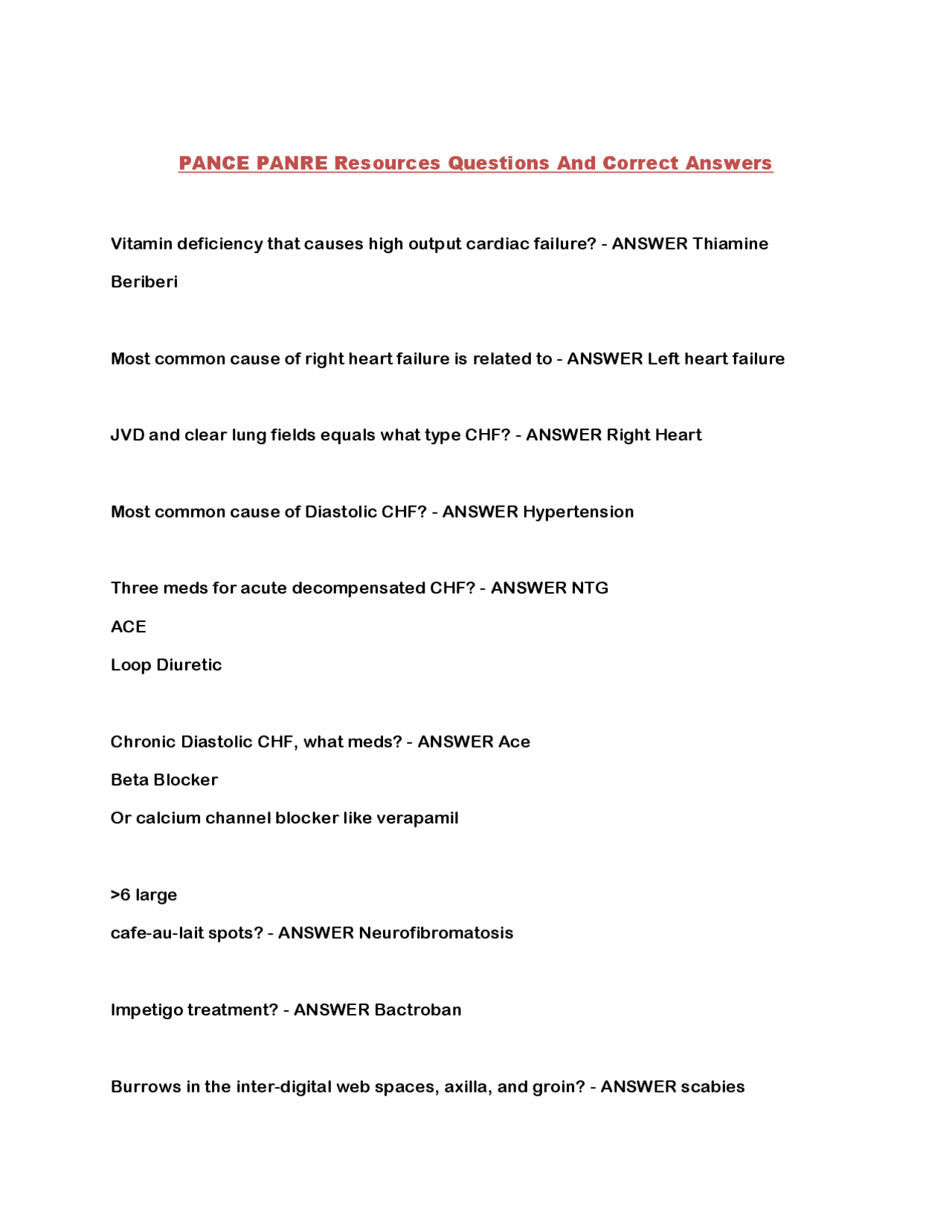 PANCE PANRE Resources: Medical Questions and Answers | Exams Advanced ...