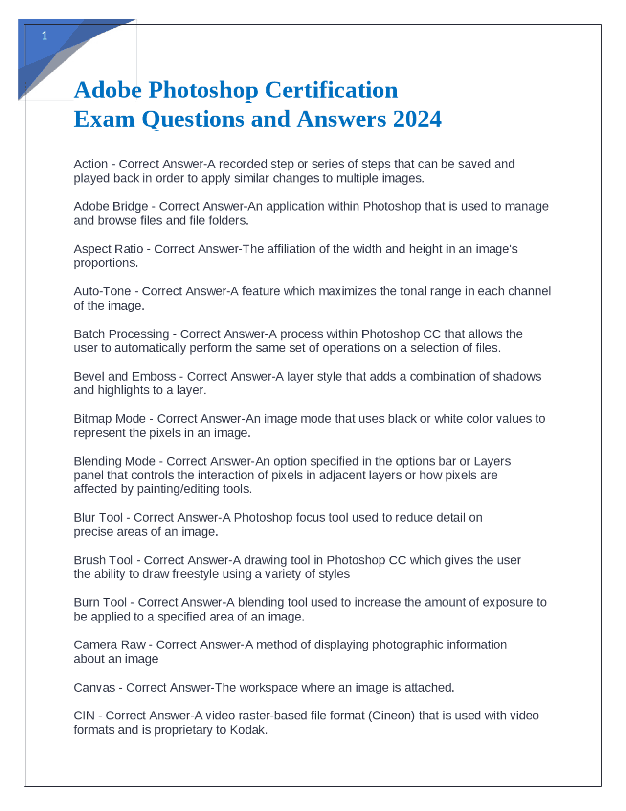 Adobe Photoshop Certification Exam Questions and Answers 2024 | Exams ...