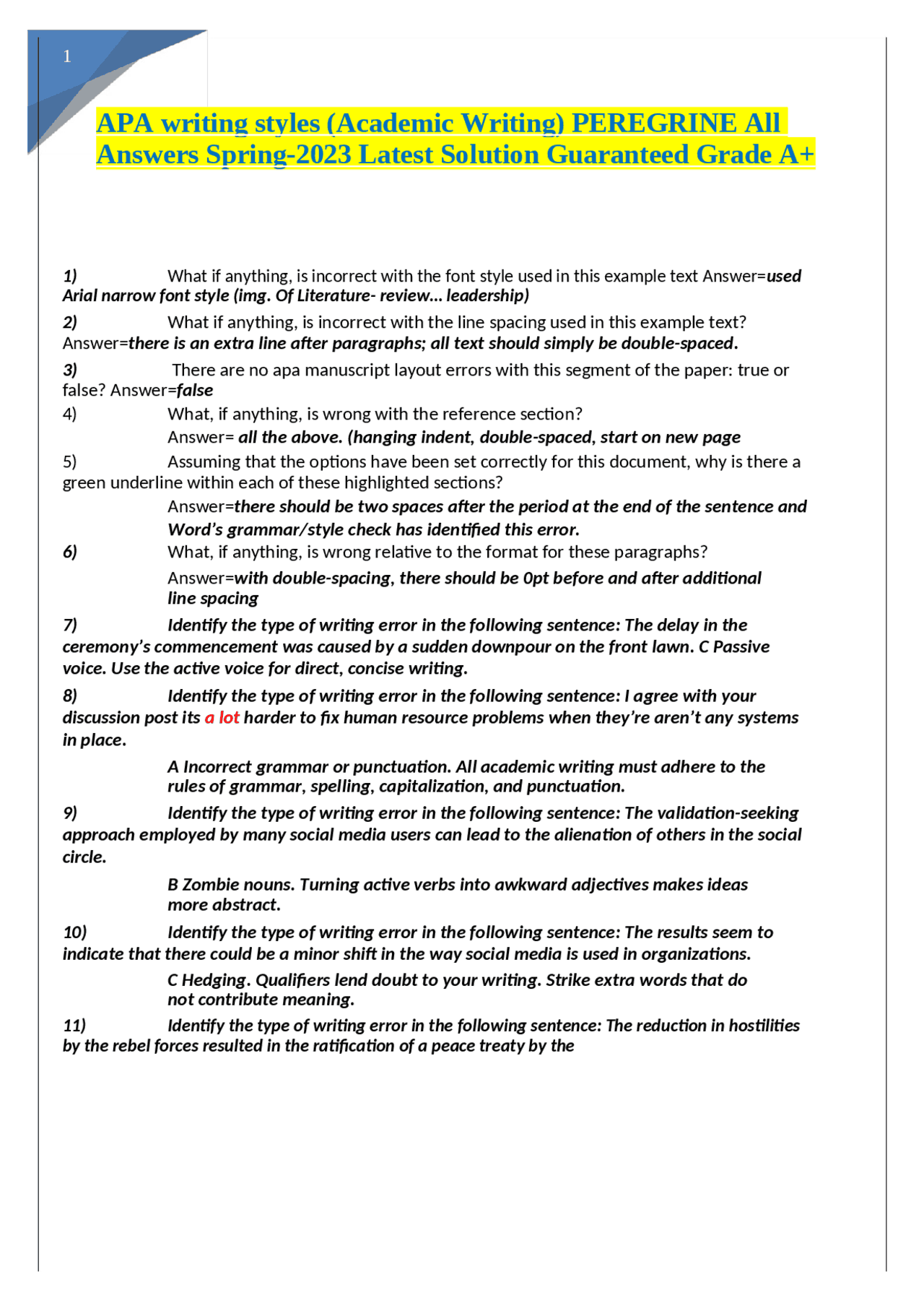 APA Writing Style Guide: Exercises and Questions for Academic Writing ...