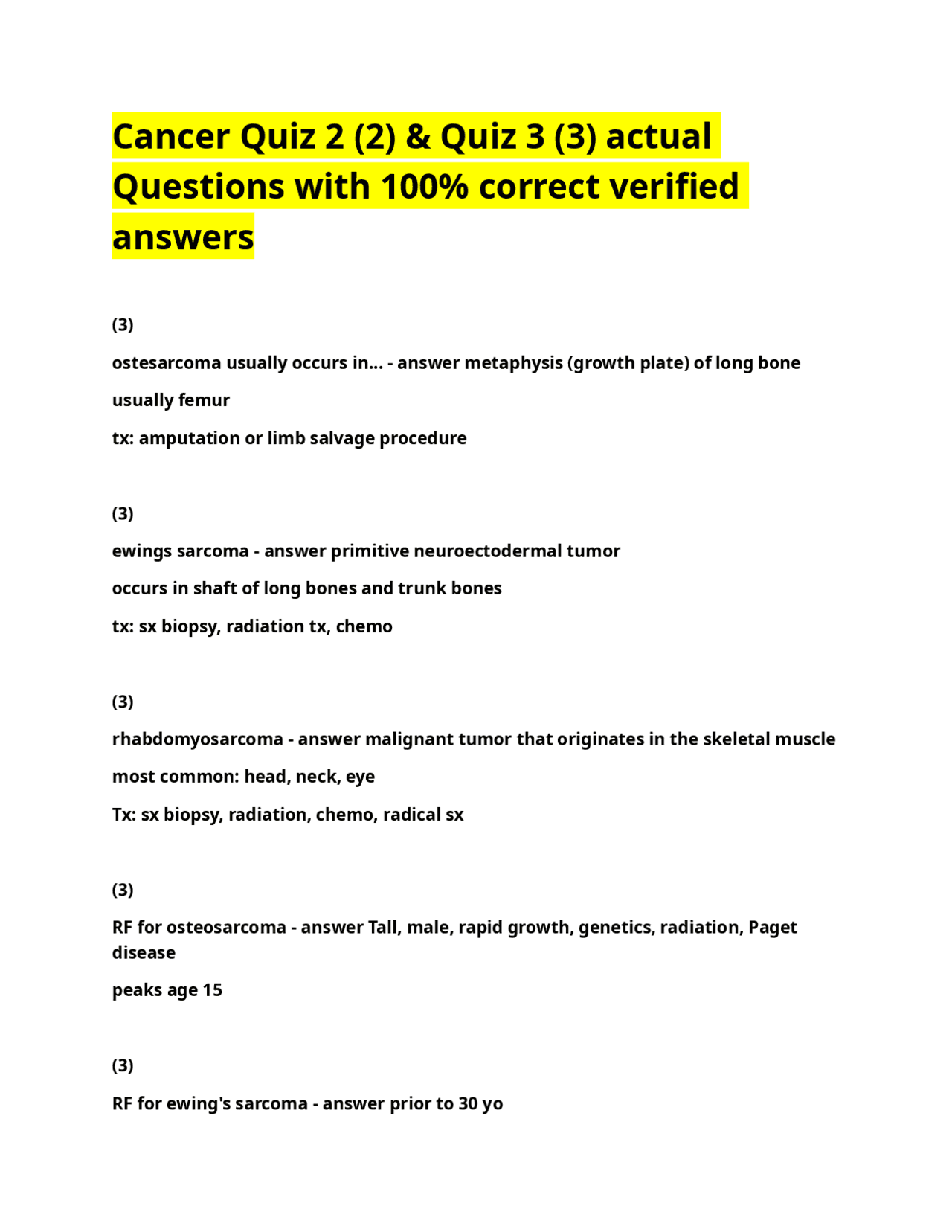 Cancer Quiz Questions and Answers: A Comprehensive Guide for Students ...