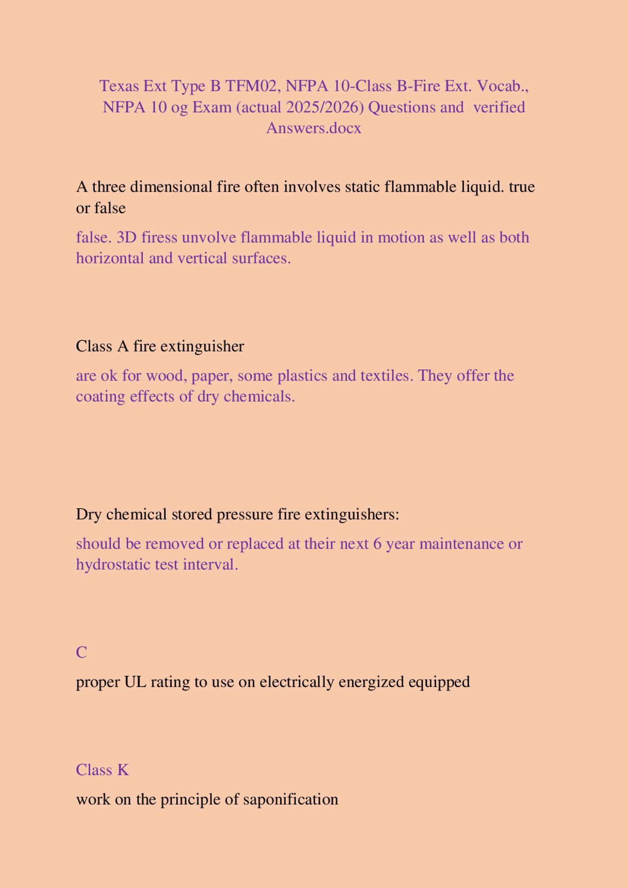 Texas Ext Type B TFM02, NFPA 10-Class B-Fire Ext. Vocab., NFPA 10 og ...