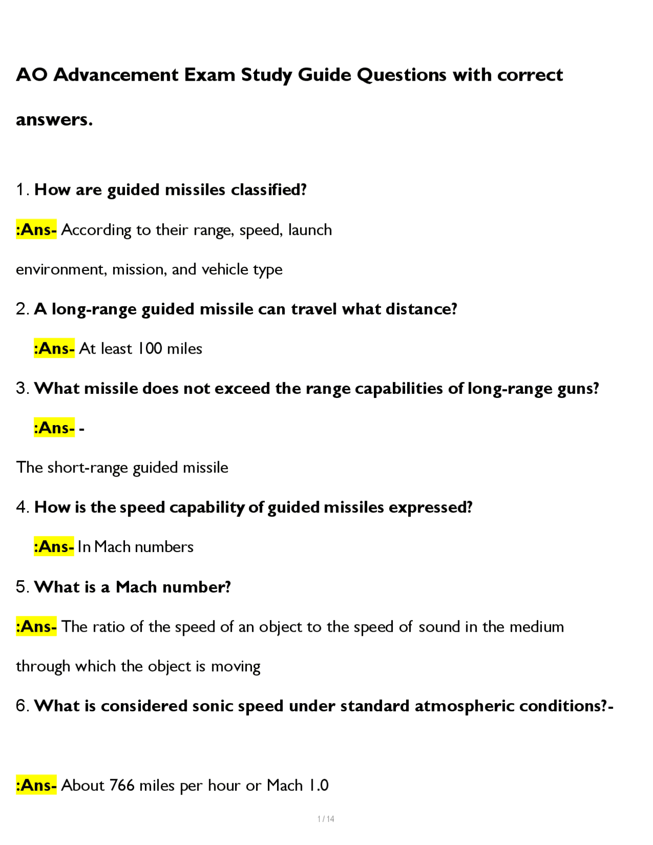 AO Advancement Exam Study Guide Questions with correct answers ...