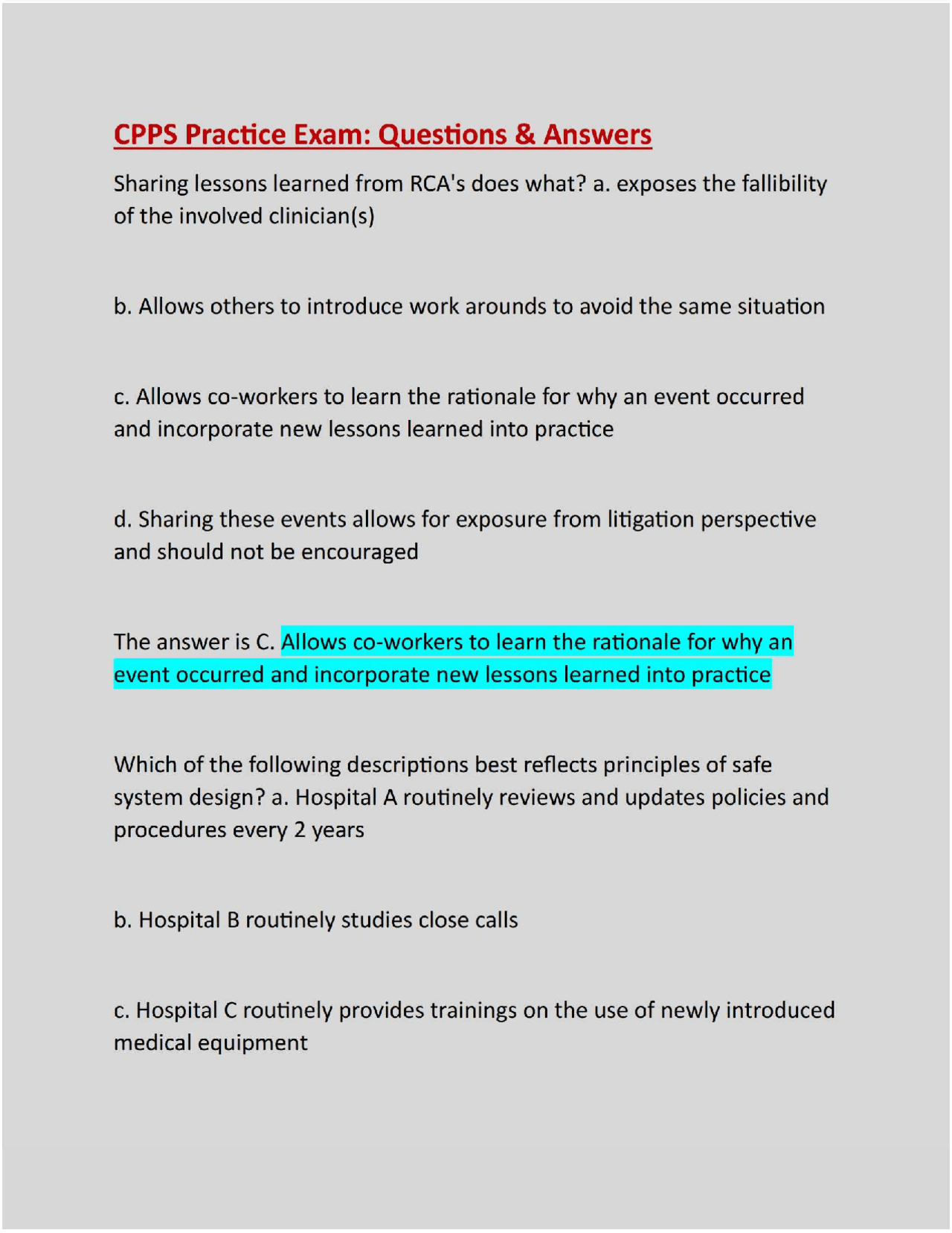 CPPS Exam/CPPS Practice Exam: Questions & Answers: Latest Updated ...