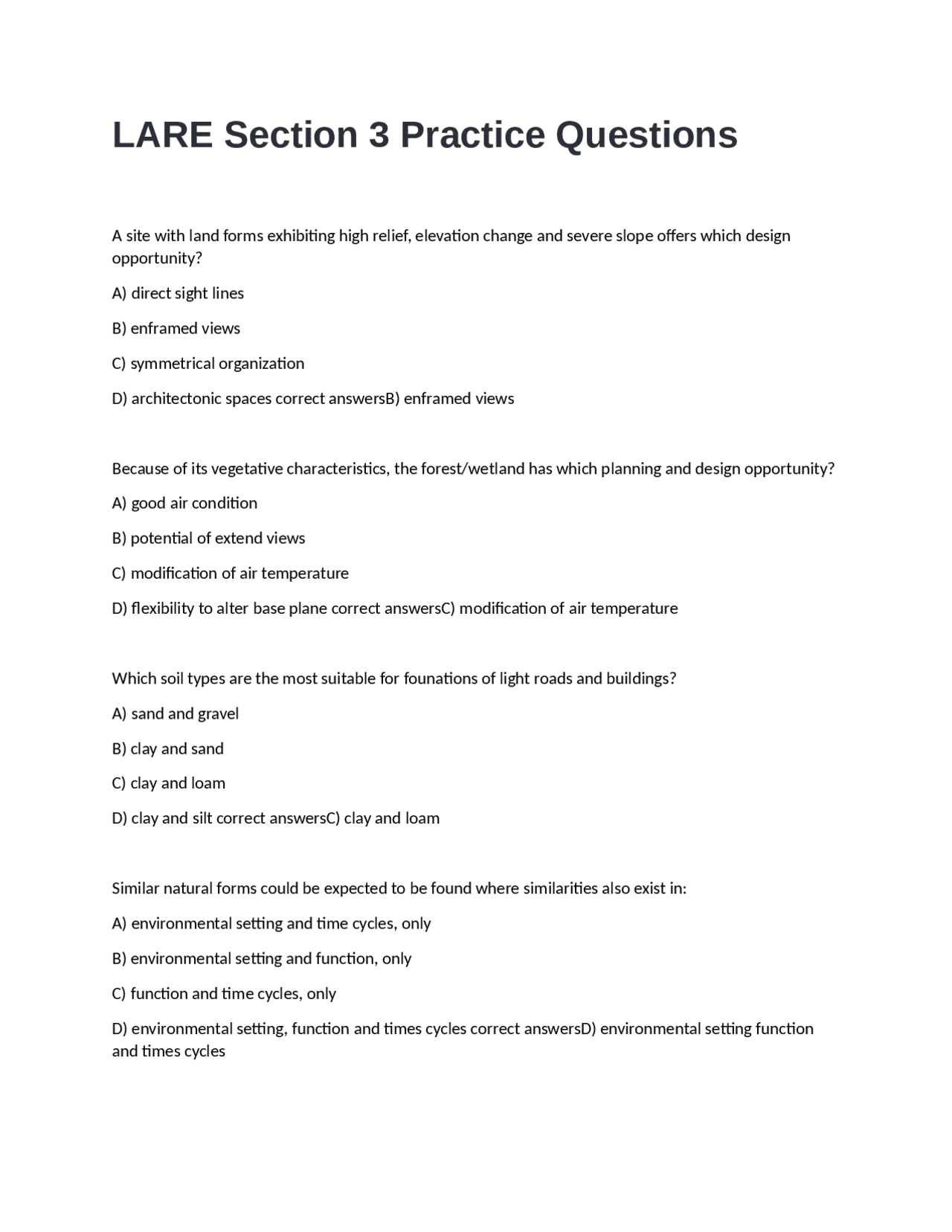 LARE Section 3 Practice Questions: Landscape Architecture and ...