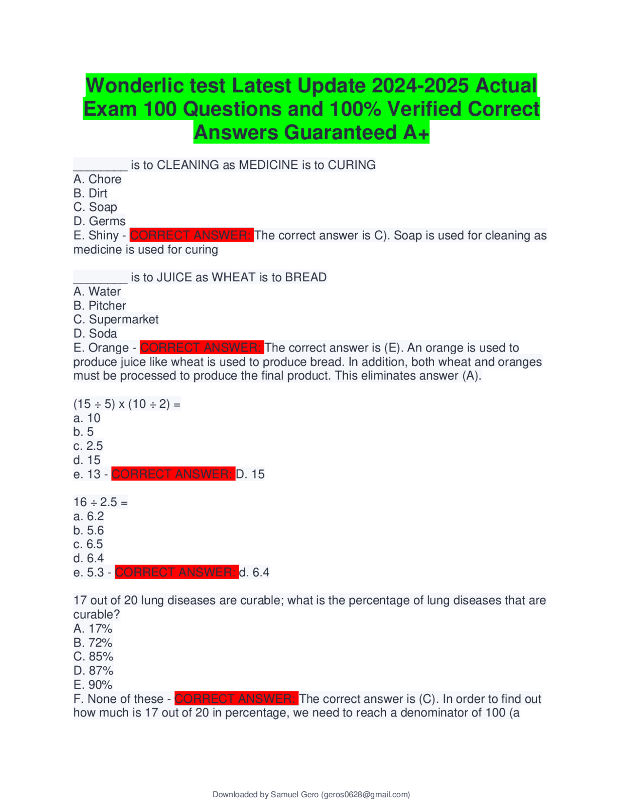 Wonderlic Test: Practice Questions and Answers for 2024-2025 - Prof ...