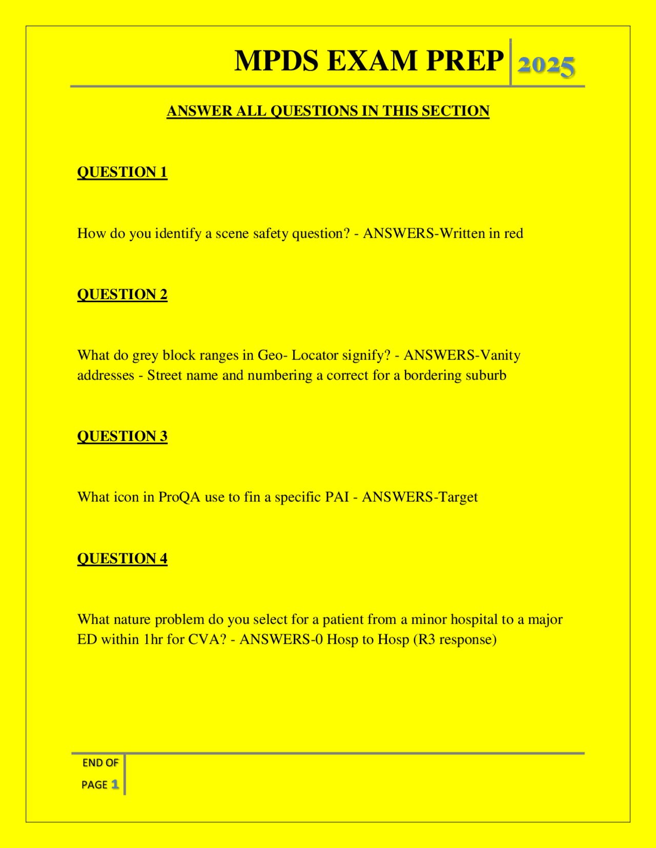 MPDS Exam Prep: Questions and Answers for Emergency Medical Dispatchers ...