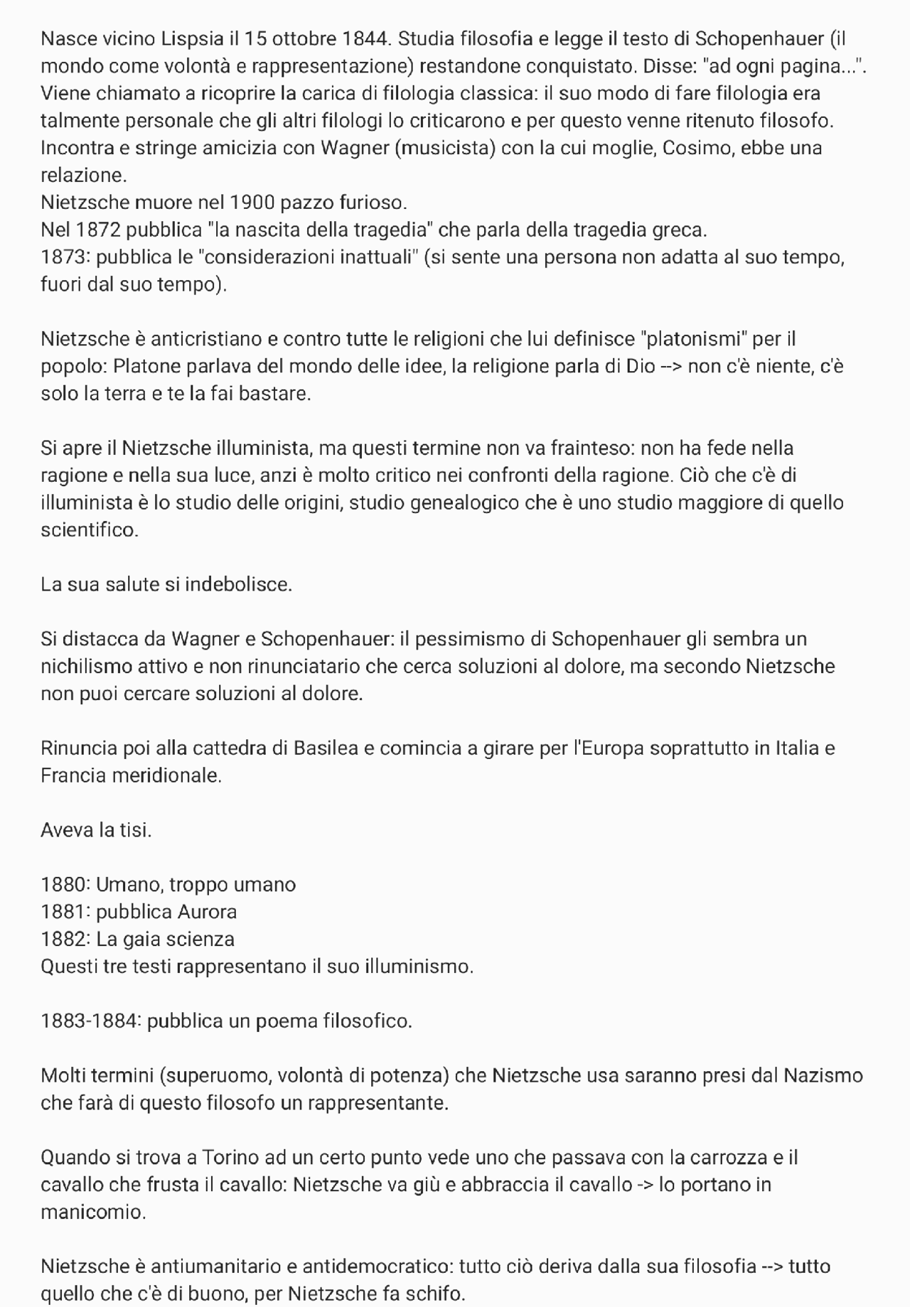 Nietzsche in italiano | Lecture notes Philosophy | Docsity