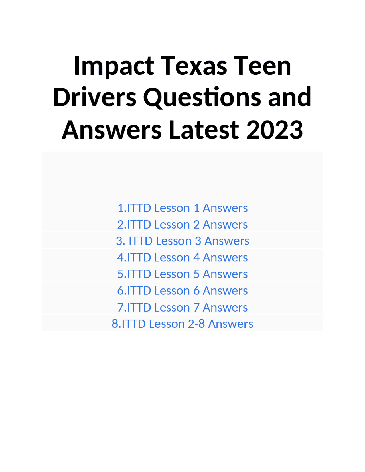 Impact Texas Teen Drivers: Questions and Answers for 2023 | Exams ...