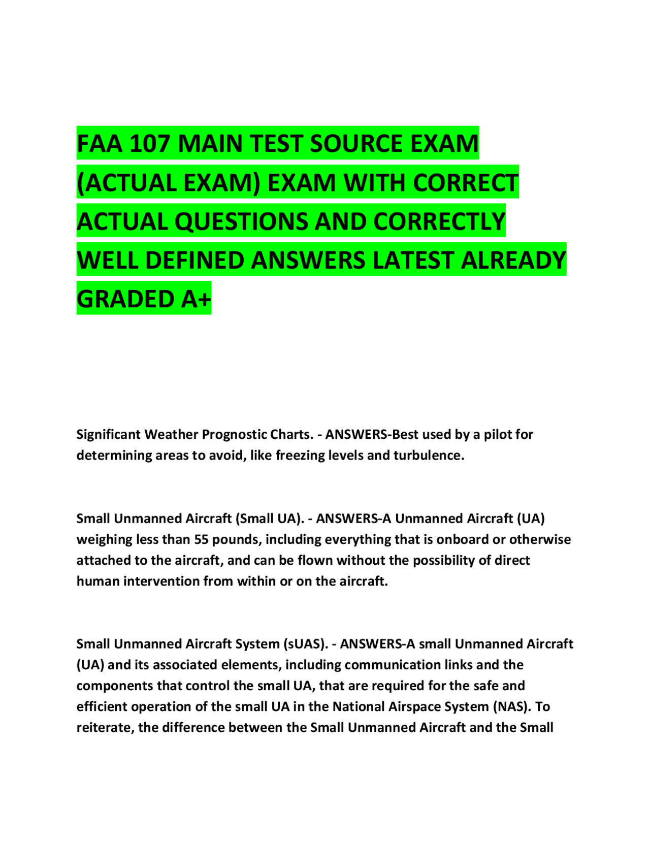 FAA 107 Exam: Key Terms and Definitions for Remote Pilot Certification ...