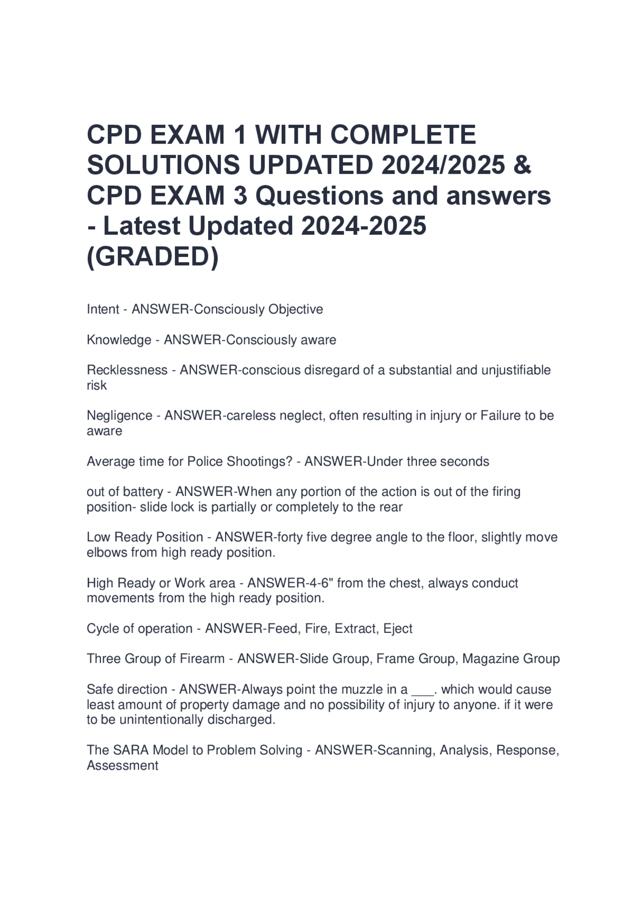 CPD EXAM 1 WITH COMPLETE SOLUTIONS UPDATED 2024/2025 & CPD EXAM 3 ...