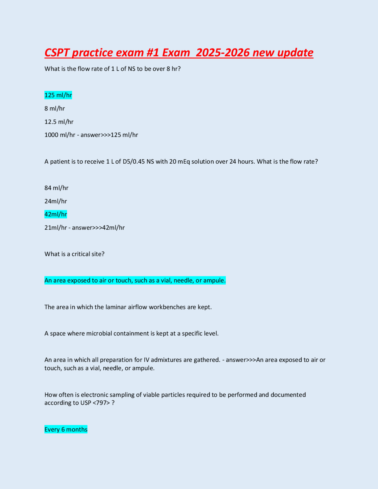 CSPT practice exam #1 Exam 2025-2026 new update | Exams Public Health | Docsity