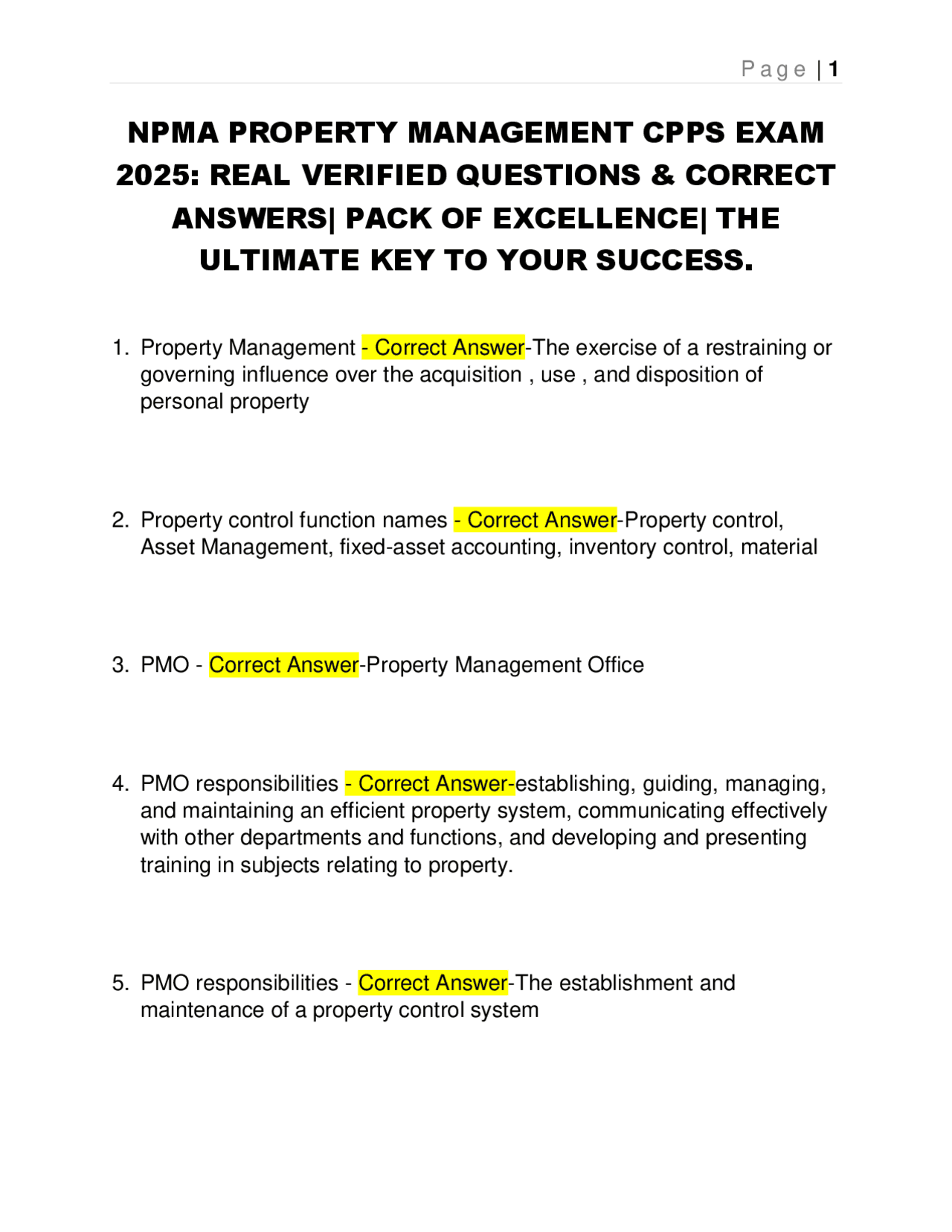 NPMA PROPERTY MANAGEMENT CPPS EXAM 2025: REAL VERIFIED QUESTIONS & CORRECT ANSWERS. | Exams ...