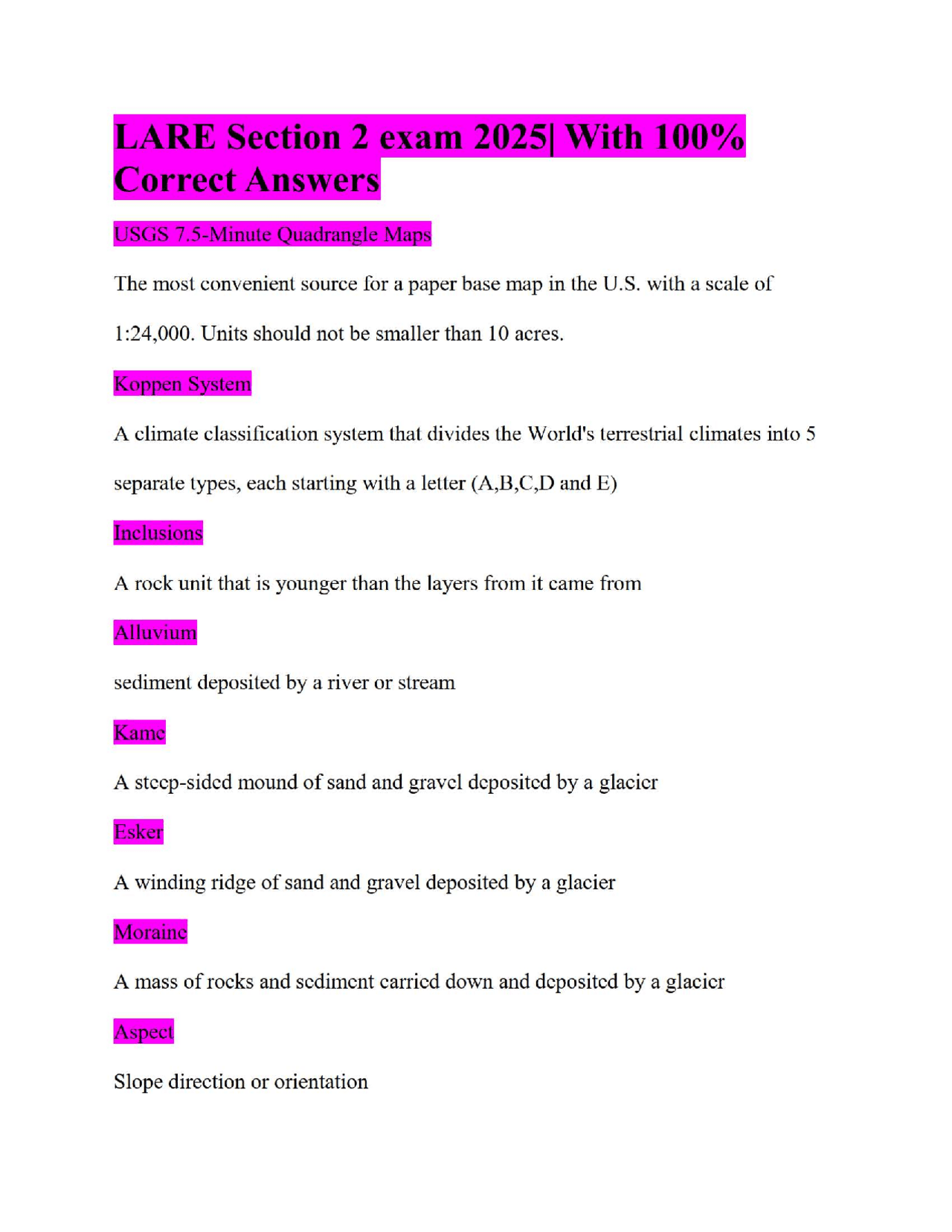 LARE Section 2 exam 2025| With 100% Correct Answers | Exams Climatology ...
