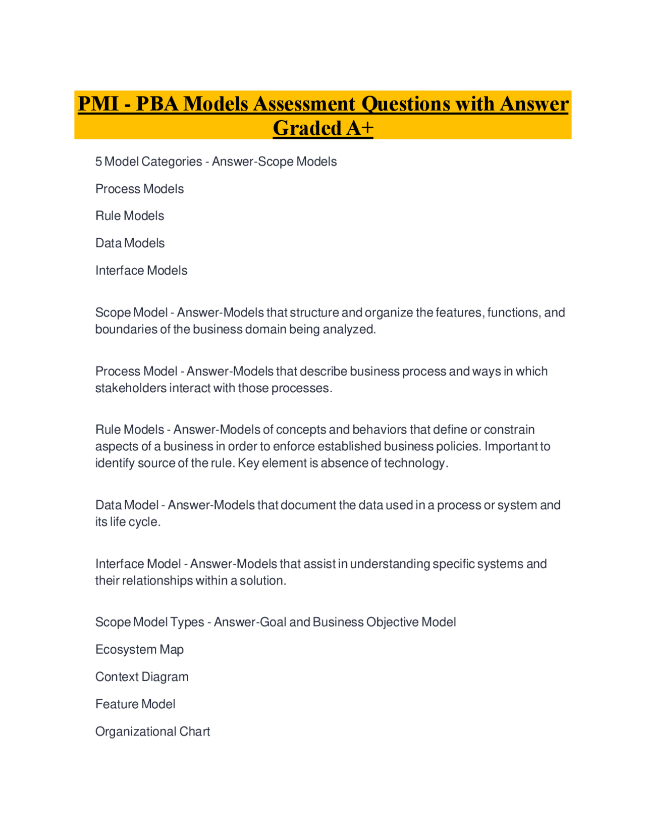 PMI - PBA Models Assessment: Comprehensive Guide to Business Analysis ...