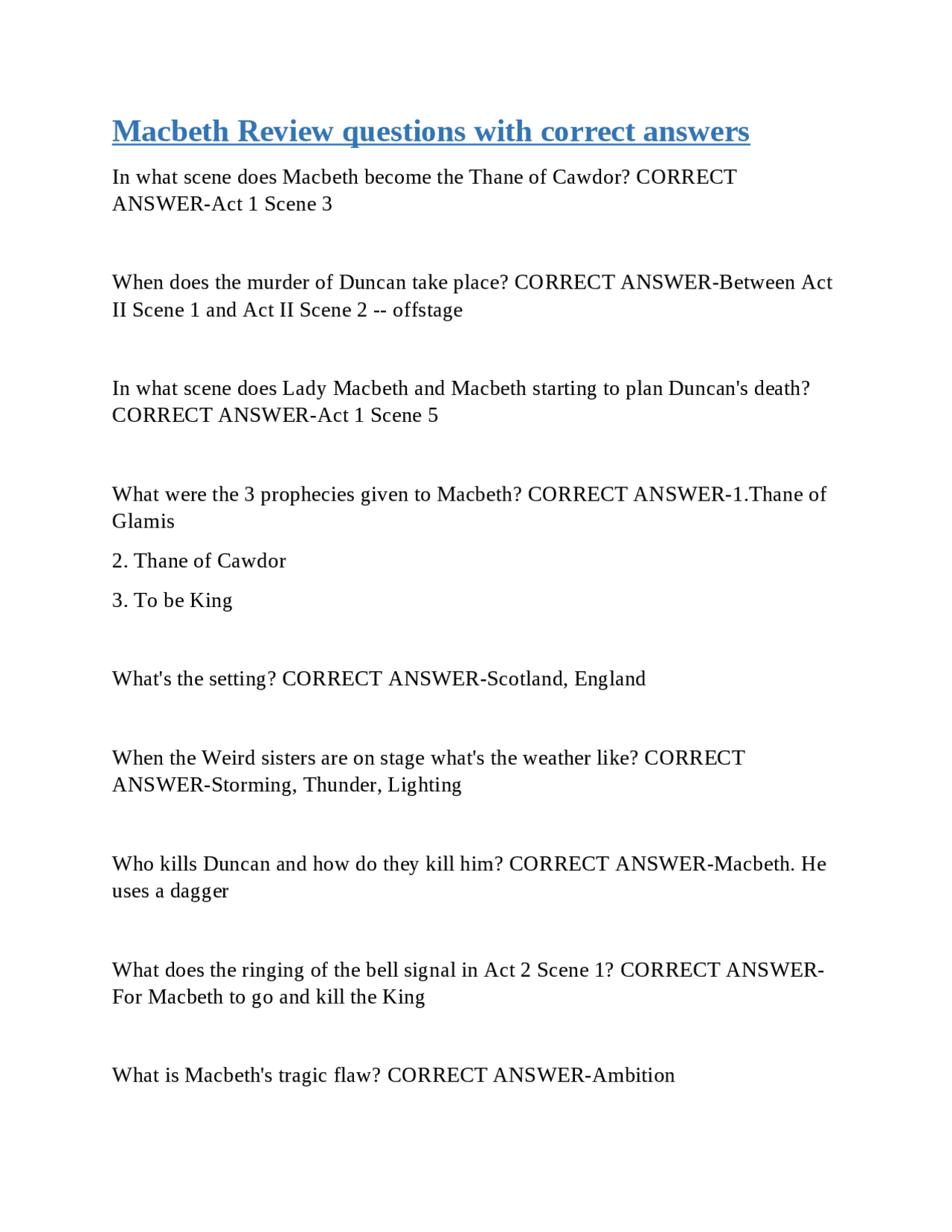 Macbeth Review Questions and Answers: A Comprehensive Guide to ...