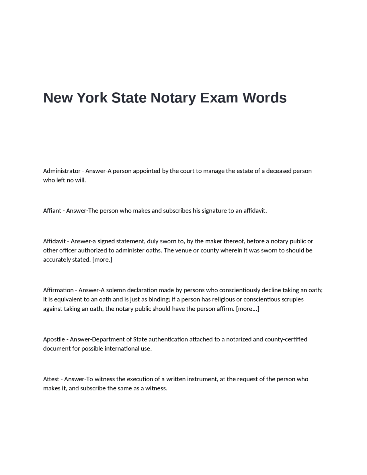 Glossary of Legal Terms for Notary Publics in New York State | Exams ...